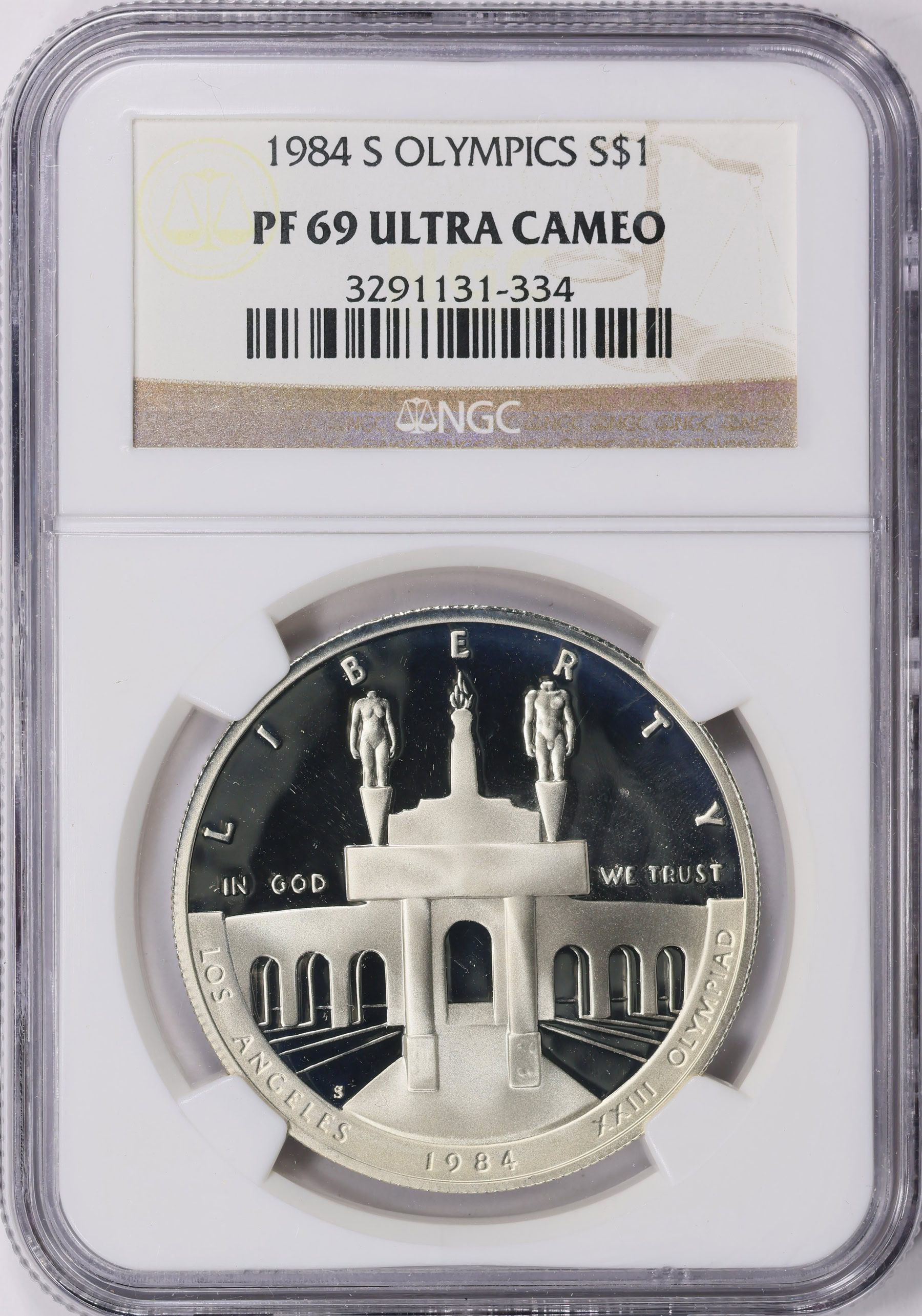 1984-S Los Angeles XXIII Olympiad Coliseum Silver Dollar NGC Proof-69 ...