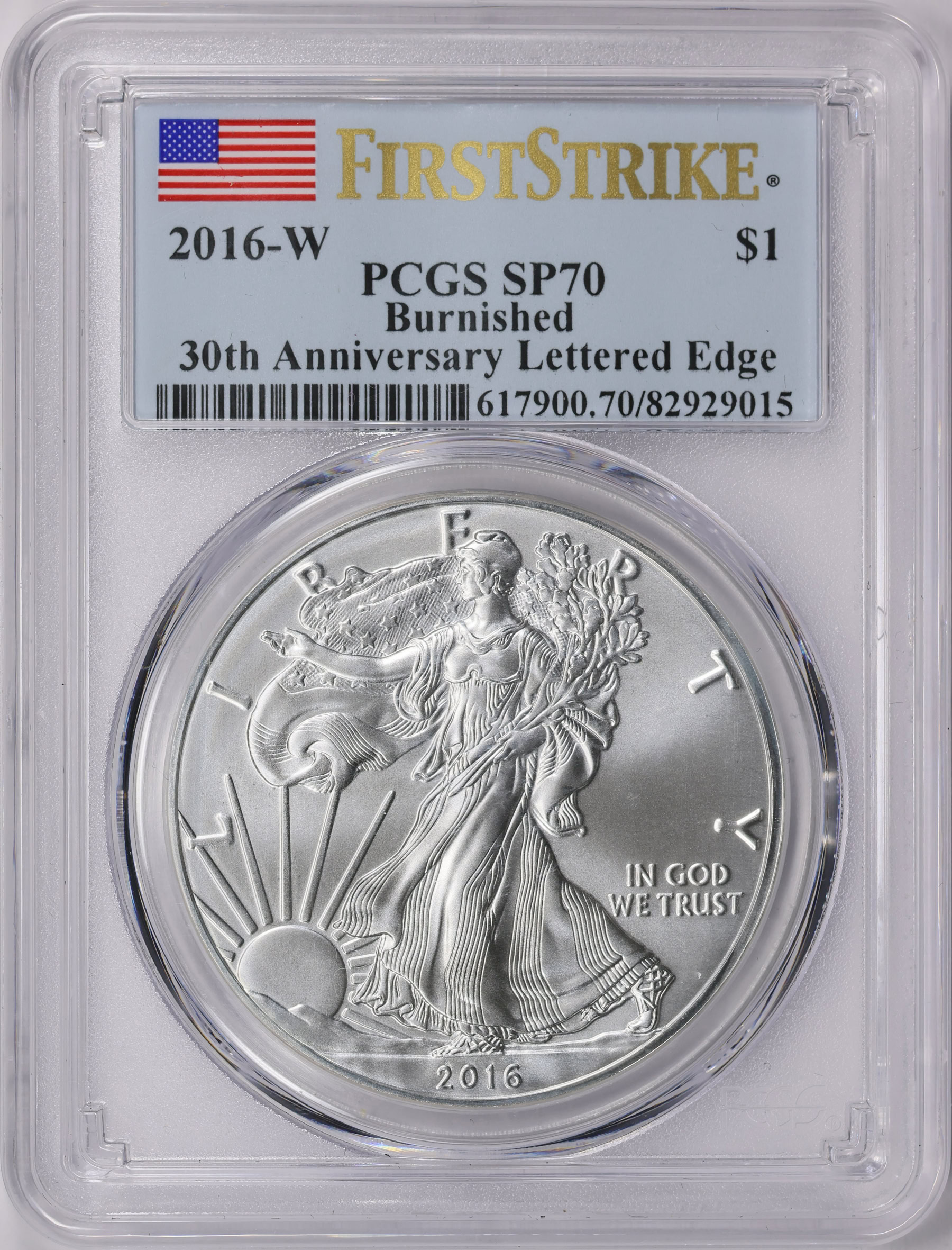 2016-W $1 Silver Eagle Burnished Lettered Edge First Strike PCGS SP-70 (Item 1694971 ...