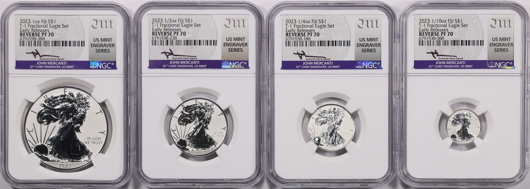 Fiji 2023 Silver Dollars Type 1 Fractional U.S. Silver Eagles Reverse ...