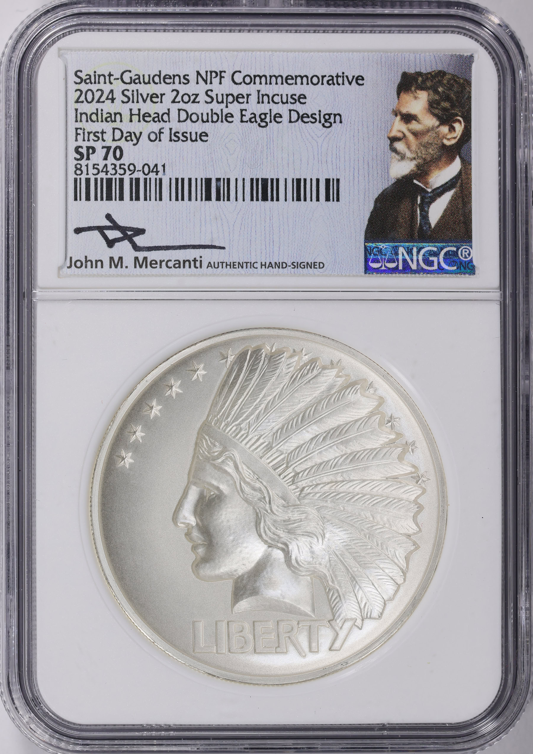 2024 Silver 2oz Saint-Gaudens Indian Double Eagle Super Incuse National ...