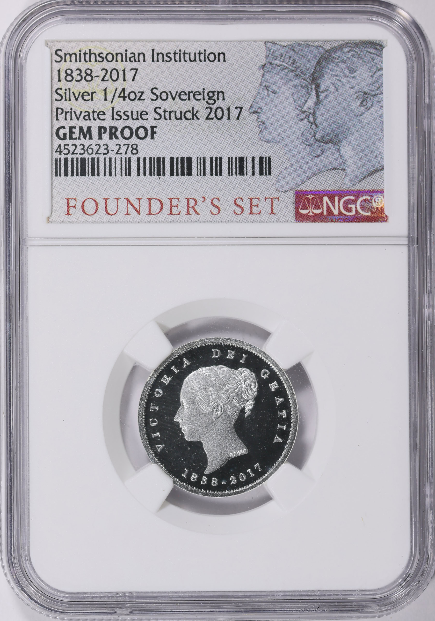 1838-2017 Silver 1/4oz Sovereign Smithsonian Institution Private Issue ...