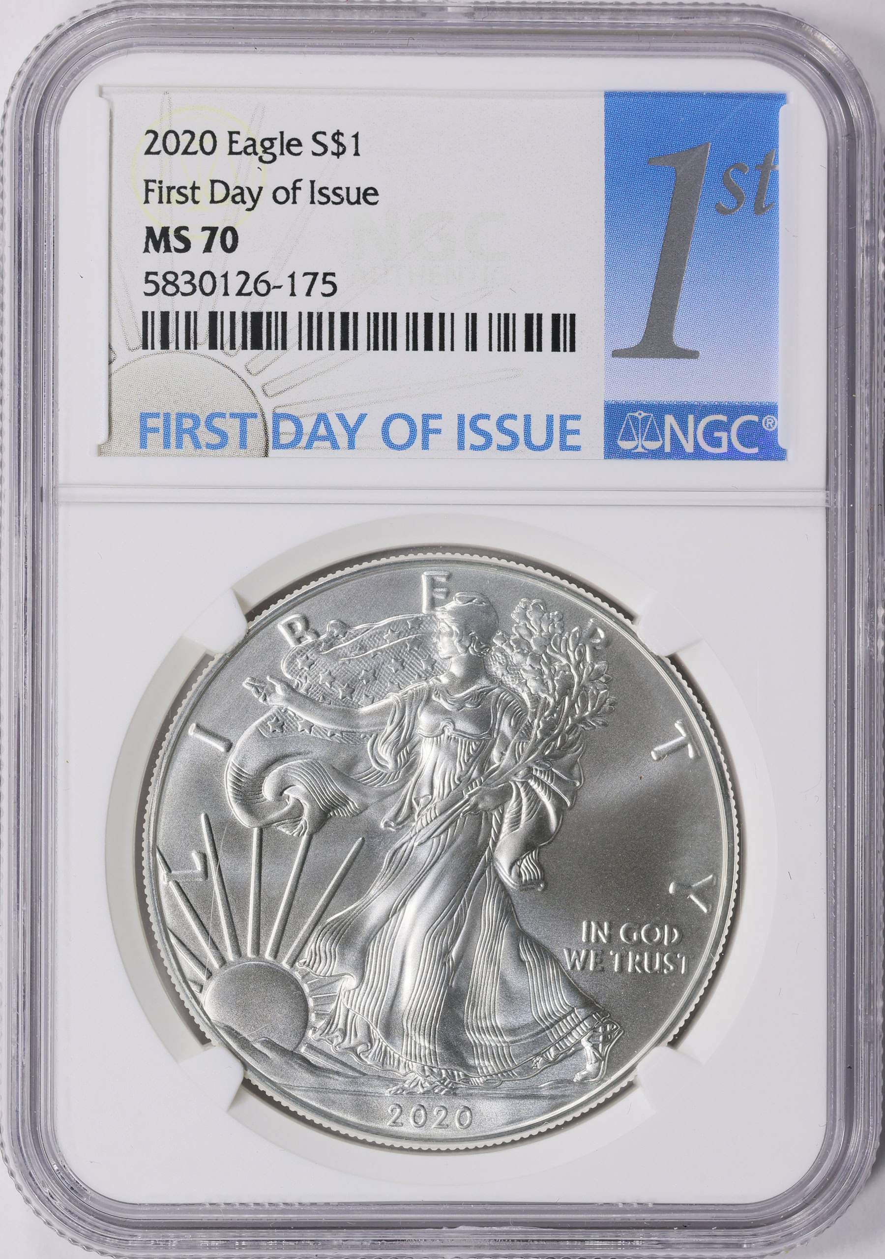 2020 $1 Silver Eagle First Day of Issue NGC MS-70 (Item 1695089) | GreatCollections Coin Auctions