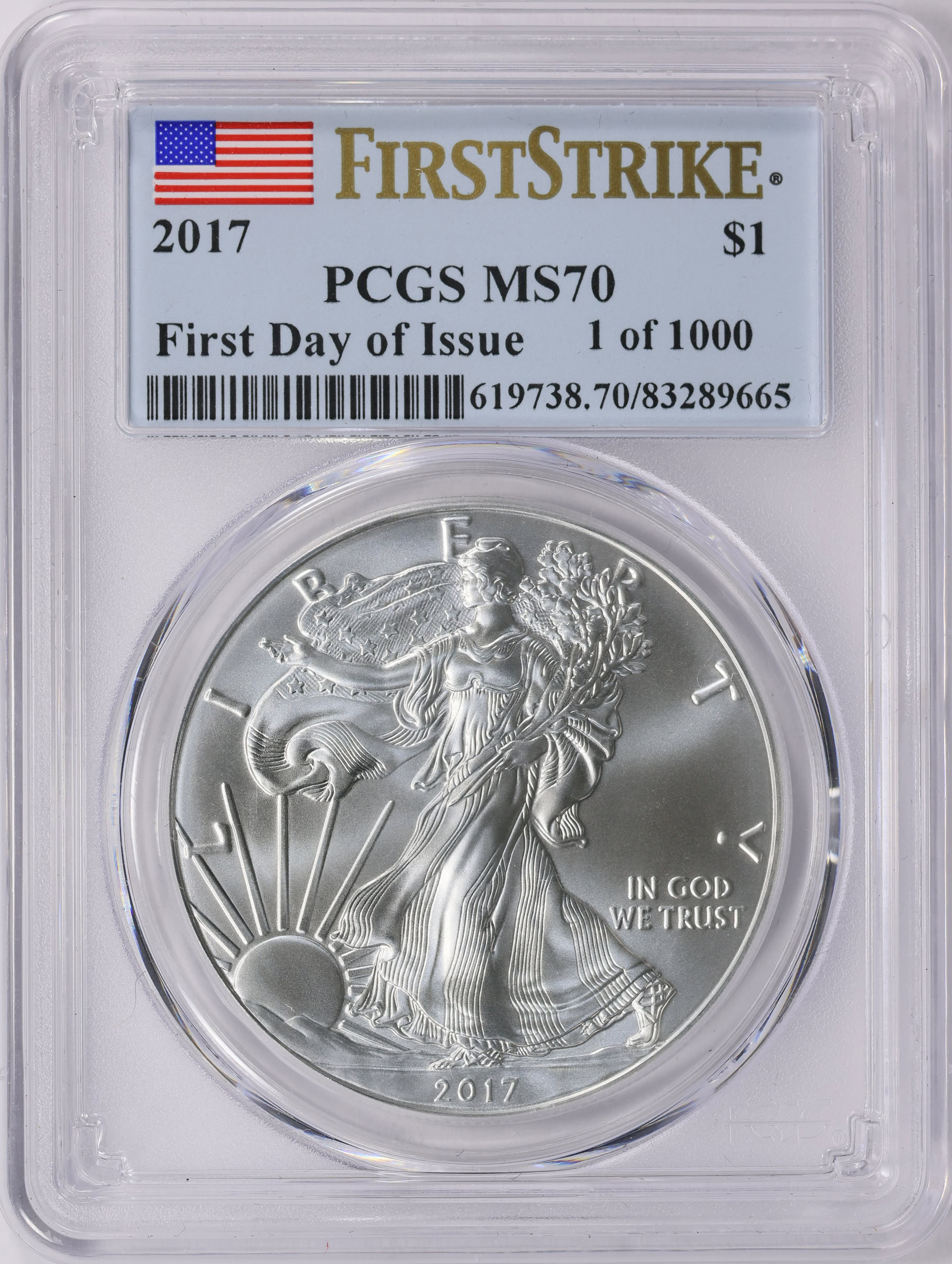 2017 $1 Silver Eagle First Day of Issue First Strike PCGS MS-70 (Item ...