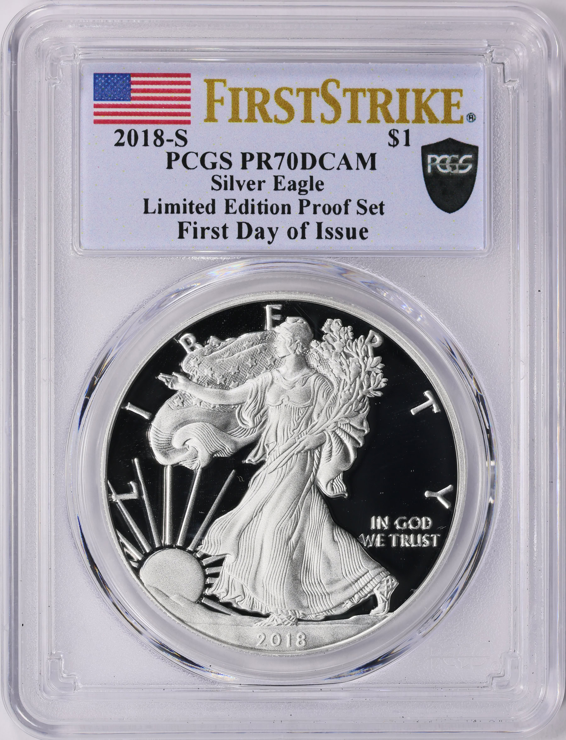 2018-S $1 Silver Eagle From the Limited Edition Proof Set First Strike First Day of Issue PCGS ...