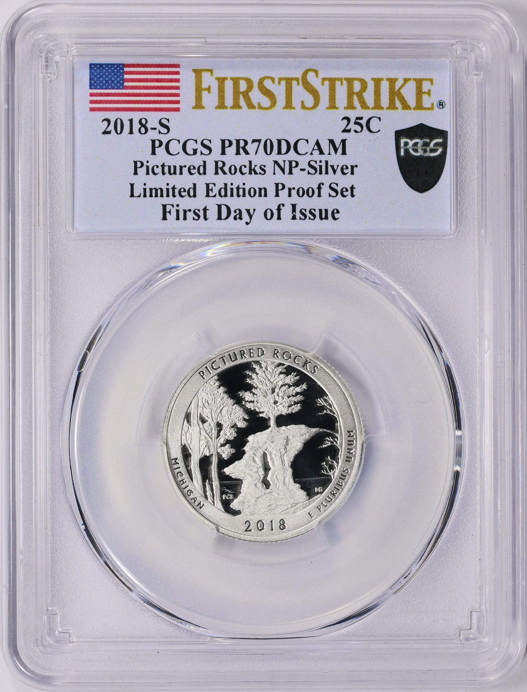 2018-S America the Beautiful Quarter Pictured Rocks NP Silver From the Limited Edition Proof Set ...