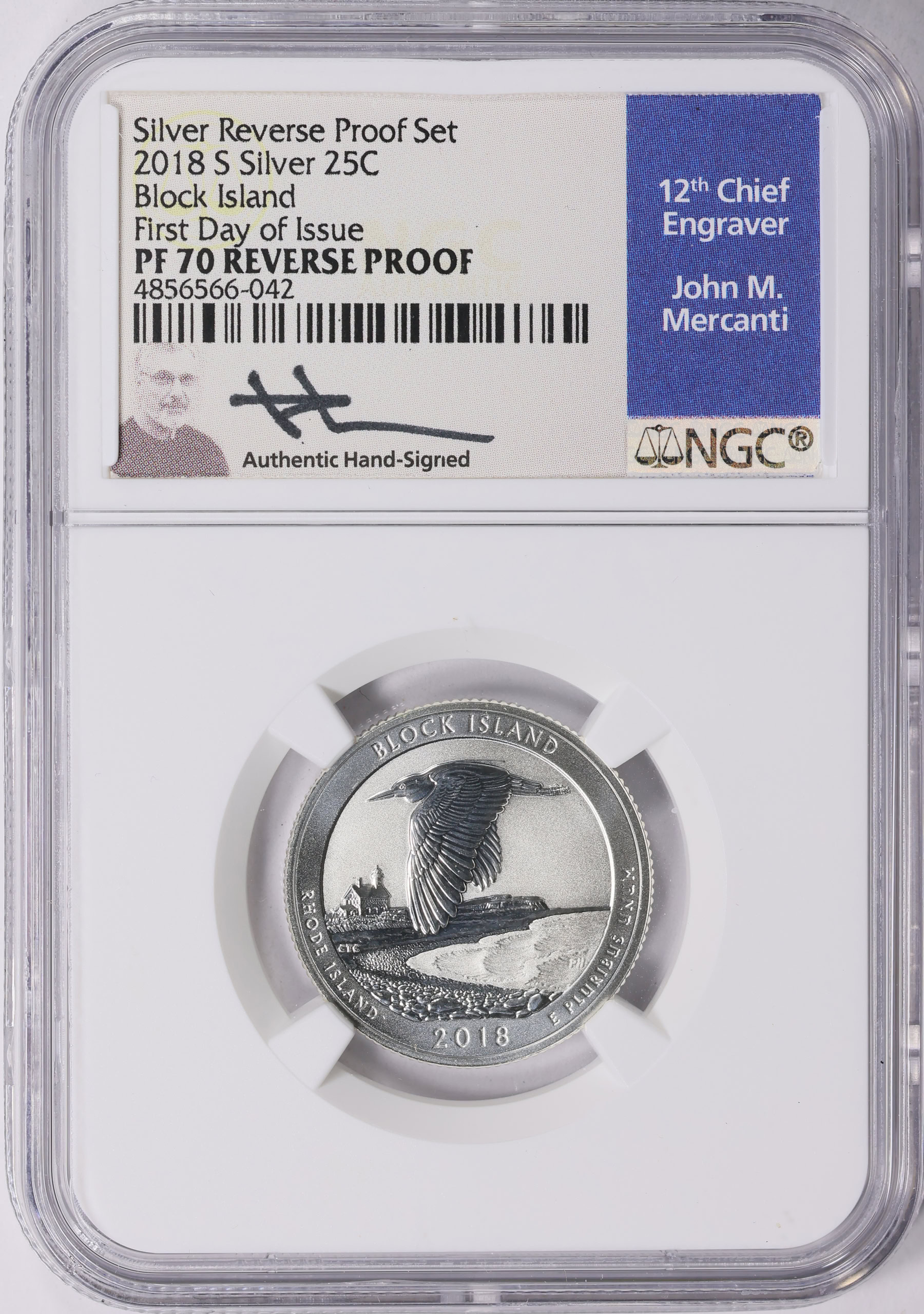 2018-S America the Beautiful Quarter Silver Block Island NP Reverse ...