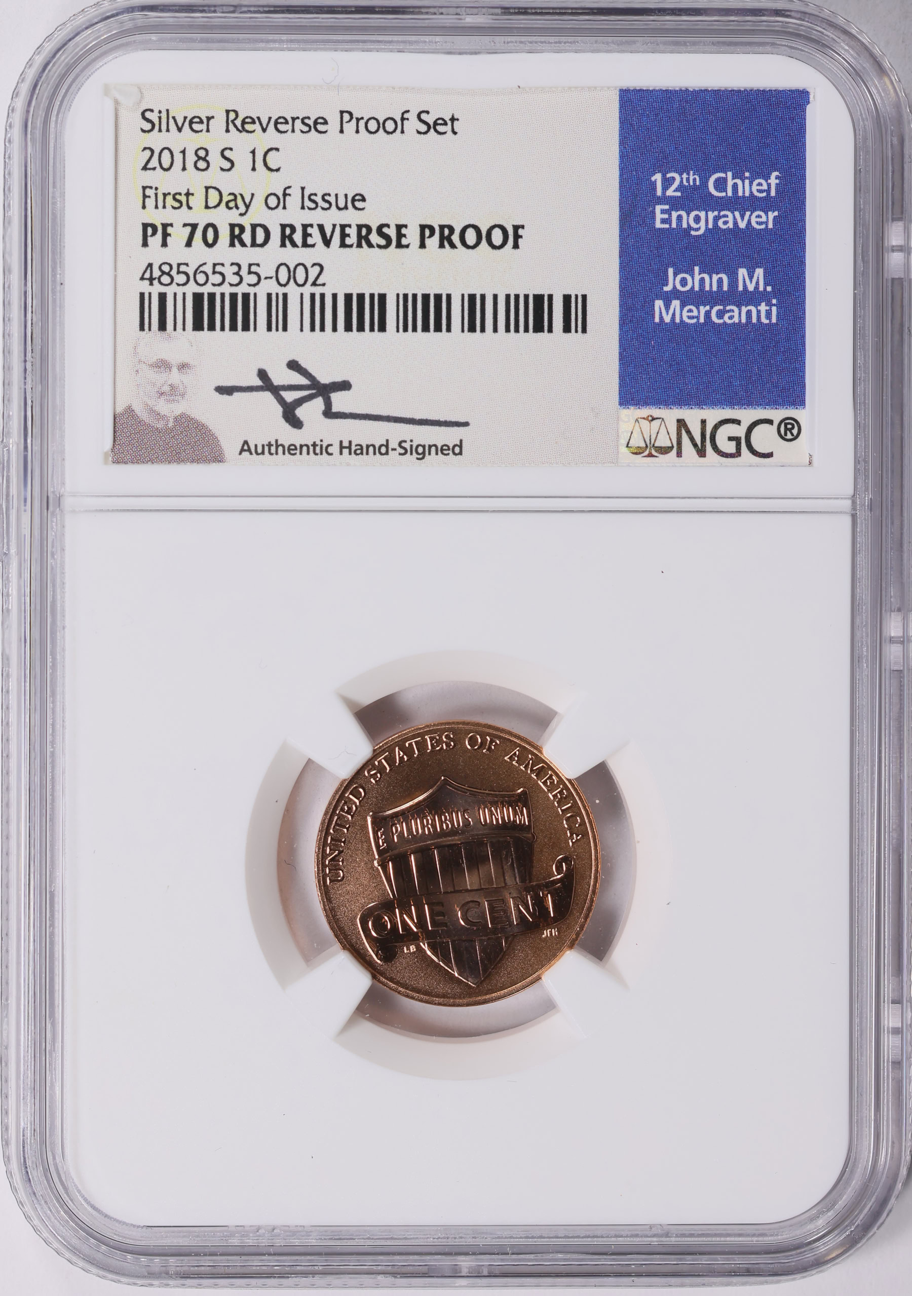 2018-S Lincoln Cent Shield Reverse Proof From the 50th Anniversary Set ...