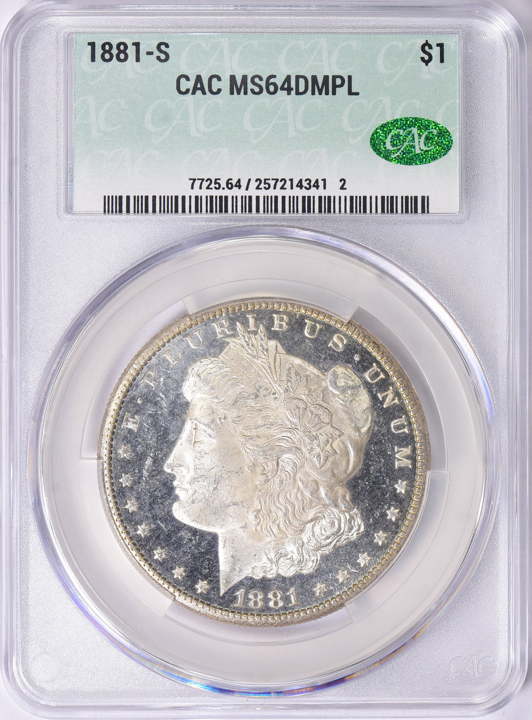 1881-S Morgan Silver Dollar CACG MS-64 DMPL (Item 1695398) | GreatCollections Coin Auctions