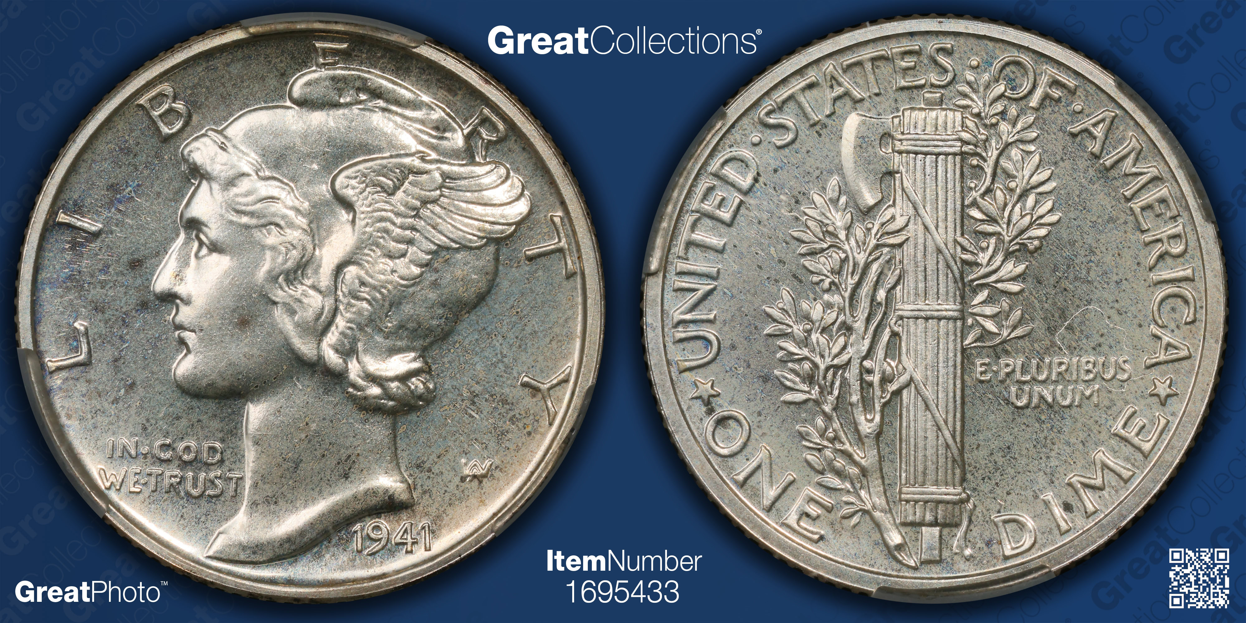 1941 Mercury Dime CACG Proof-65 (Item 1695433) | GreatCollections Coin ...