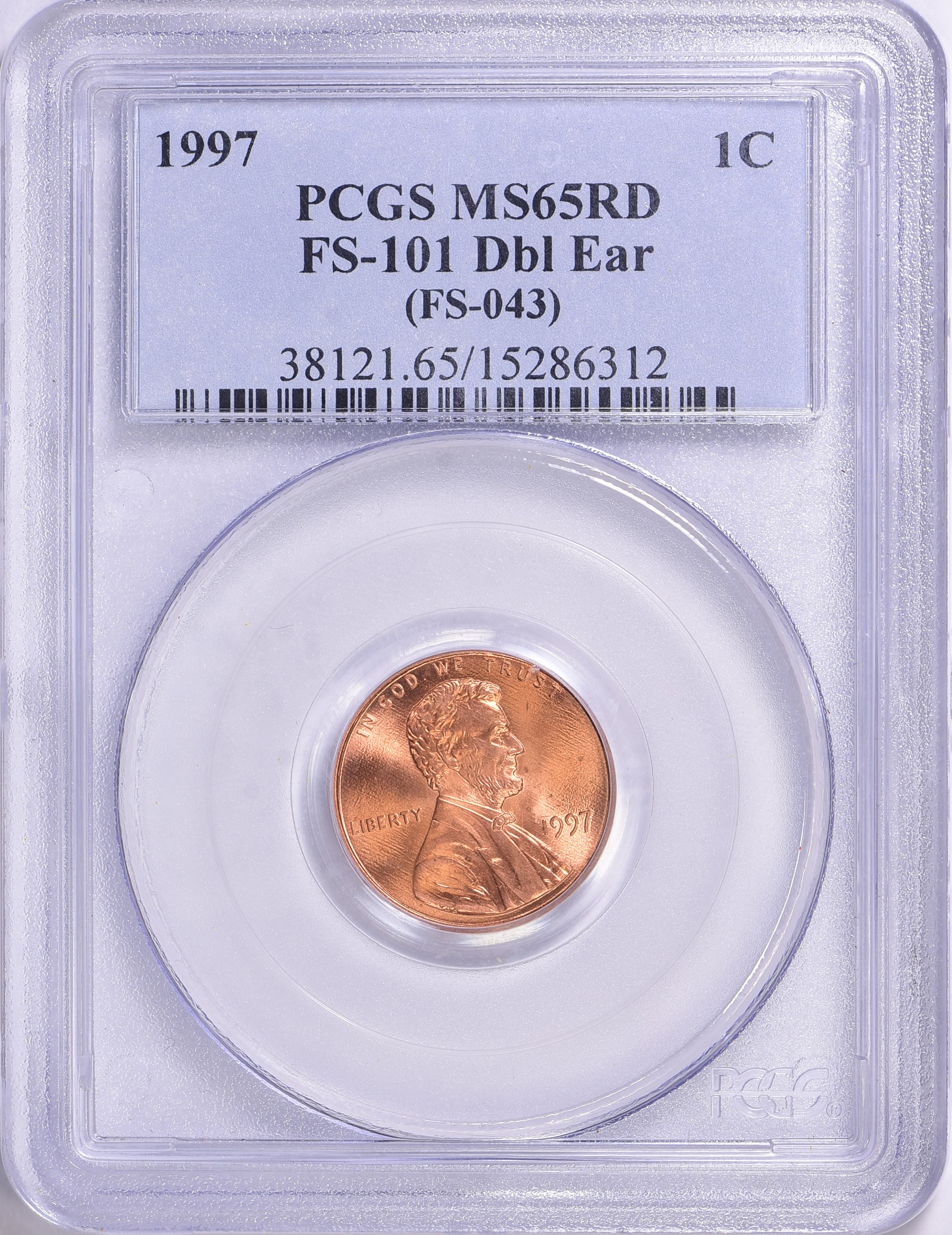 1997 Lincoln Cent Doubled Ear FS-101 (043) PCGS MS-65 RD (Item 1695482 ...