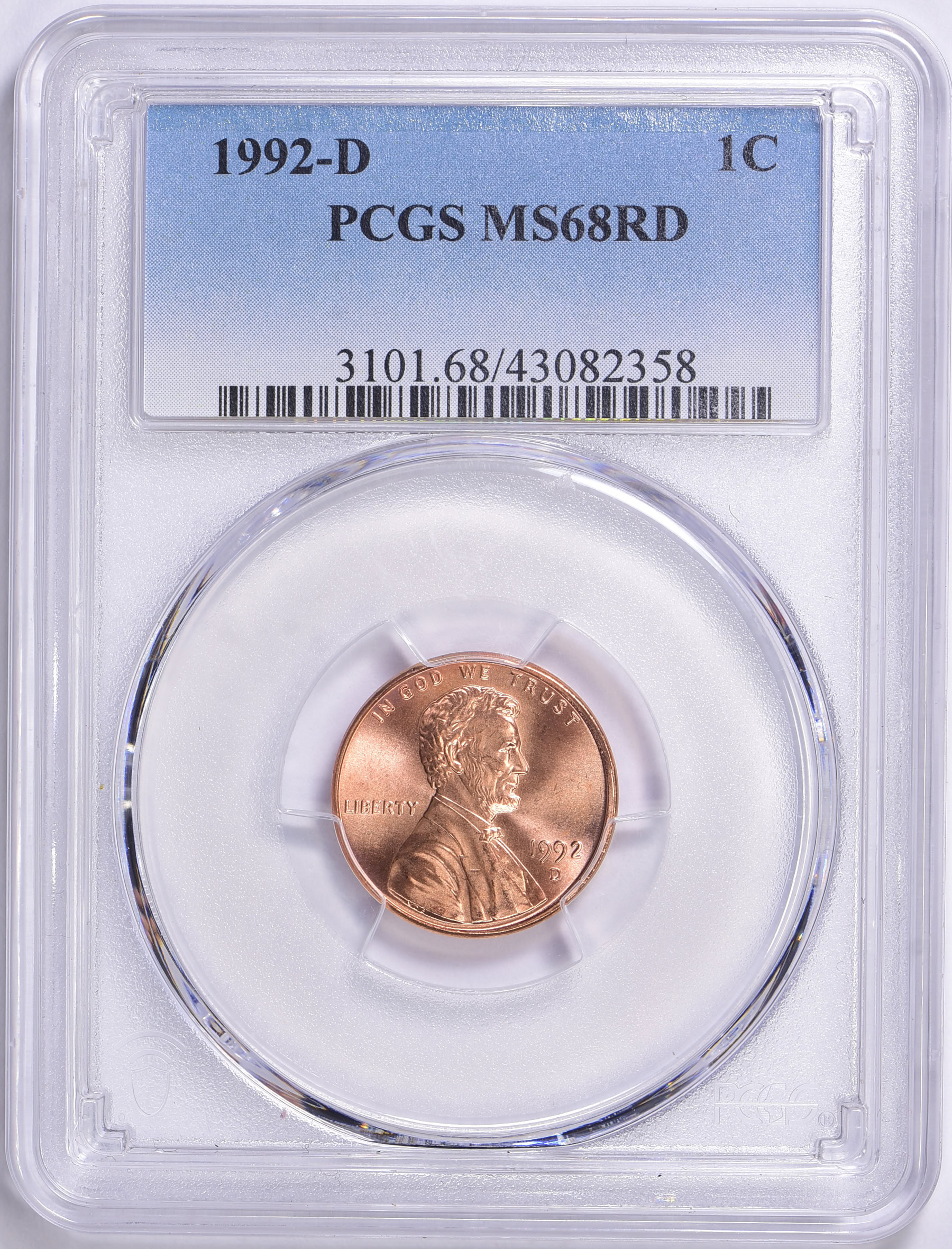 1992-D Lincoln Cent PCGS MS-68 RD (Item 1695500) | GreatCollections ...