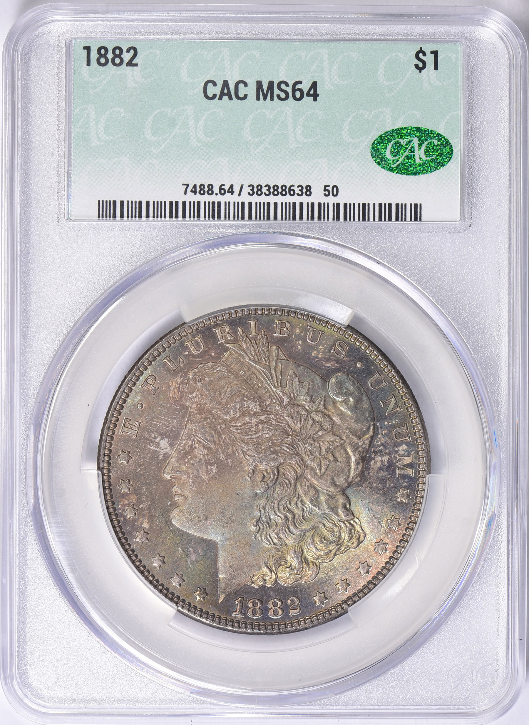 1882 Morgan Silver Dollar CACG MS-64 (Toned) (Item 1695568) | GreatCollections Coin Auctions