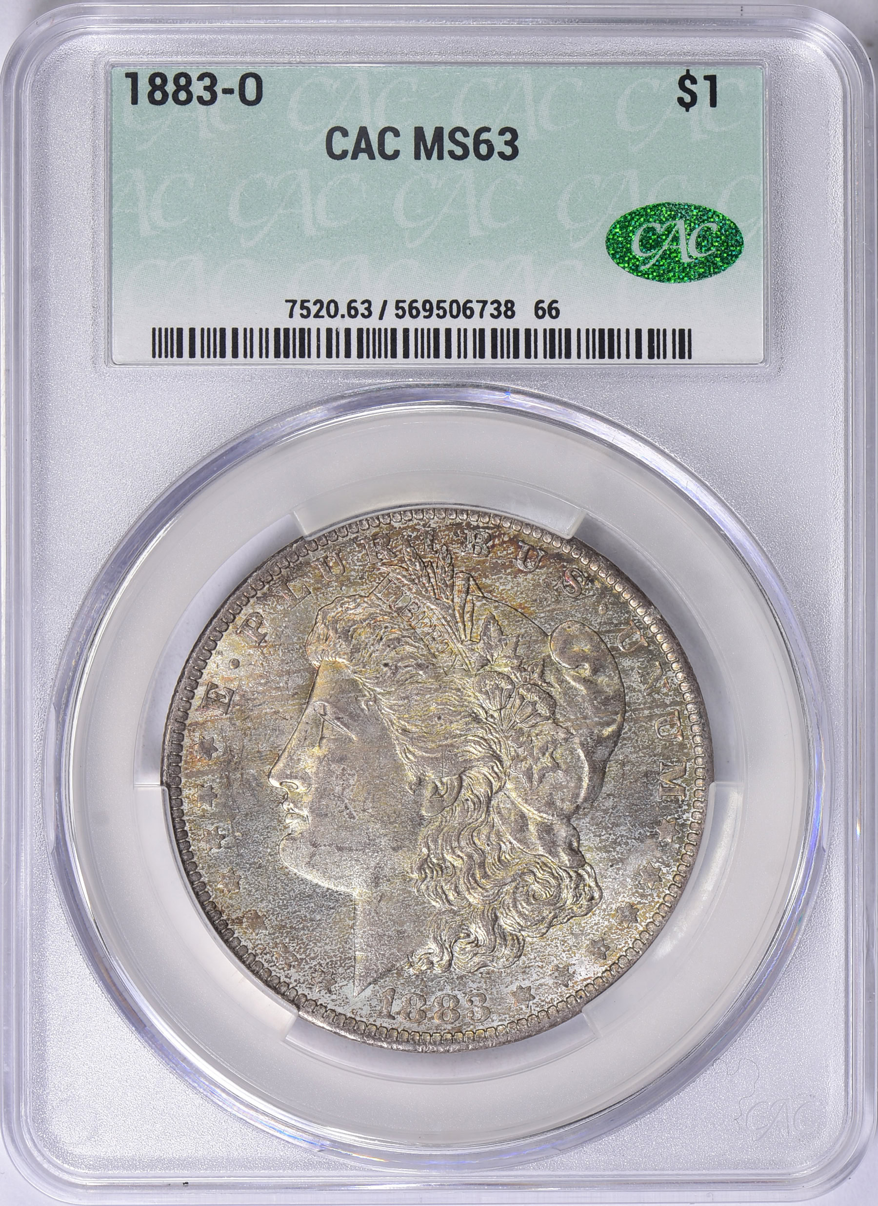1883-O Morgan Silver Dollar CACG MS-63 (Toned) (Item 1695584) | GreatCollections Coin Auctions