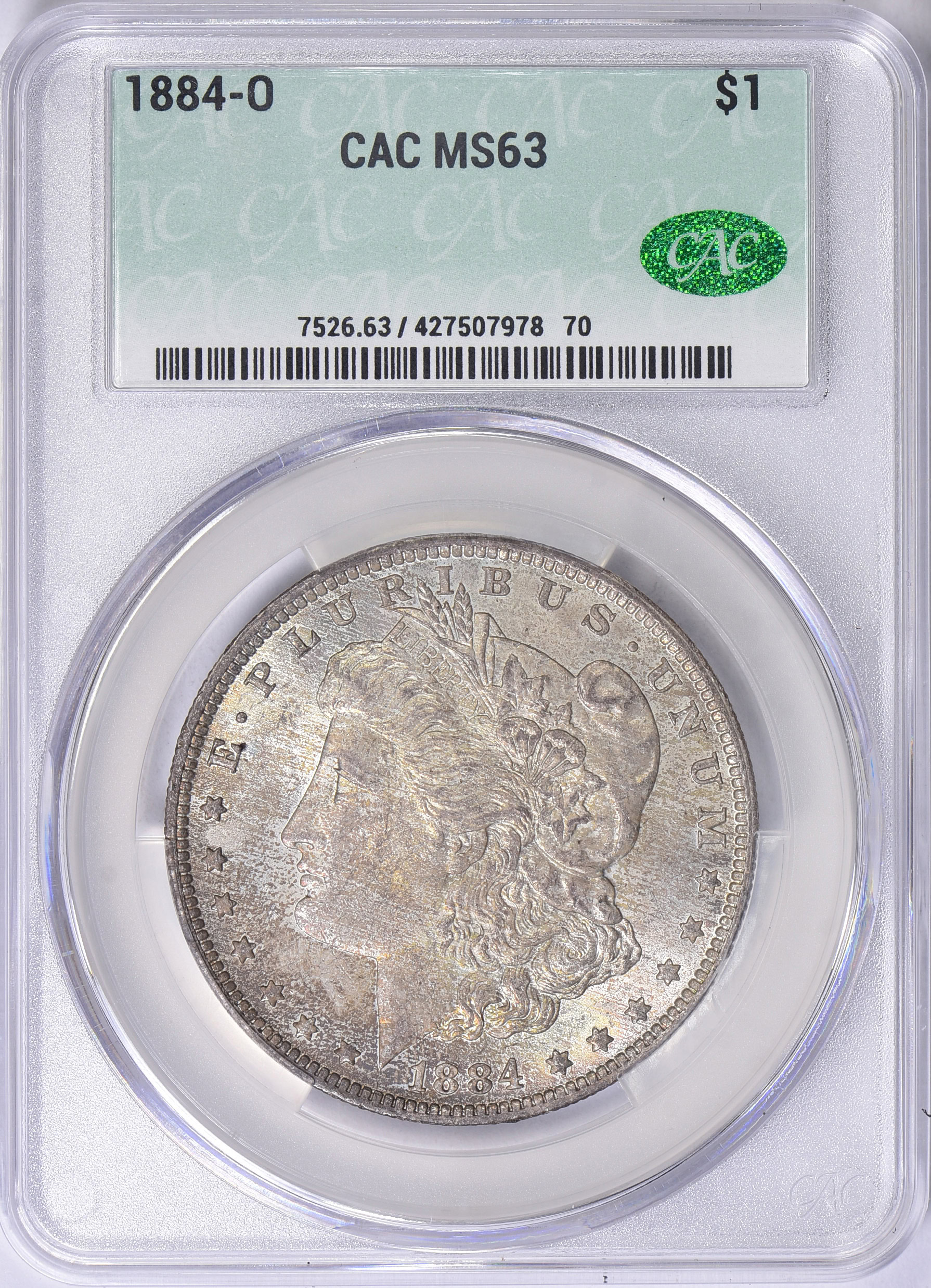 1884-O Morgan Silver Dollar CACG MS-63 (Toned) (Item 1695588) | GreatCollections Coin Auctions