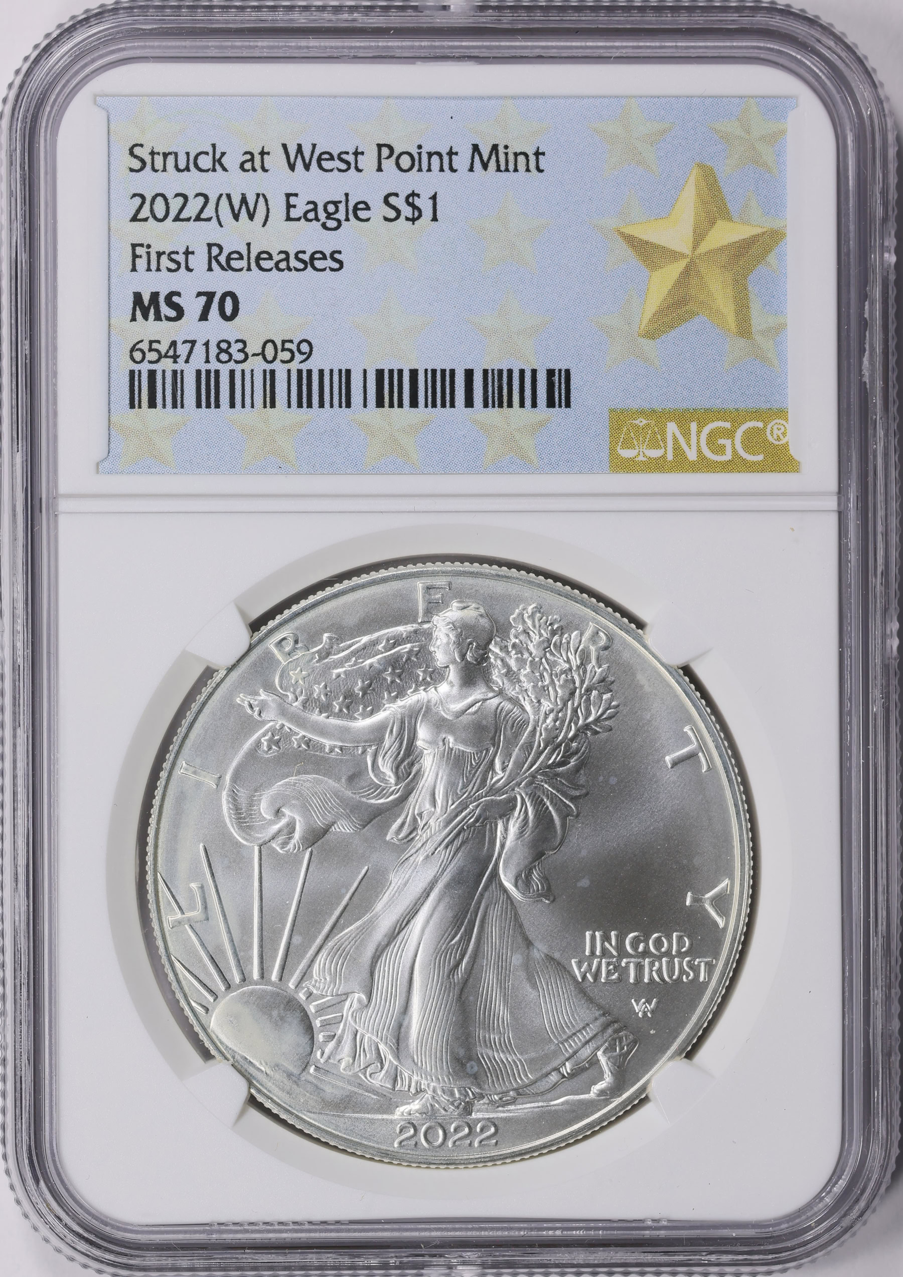2022-(W) $1 Silver Eagle Struck at West Point First Releases NGC MS-70 (West Point Star Label ...