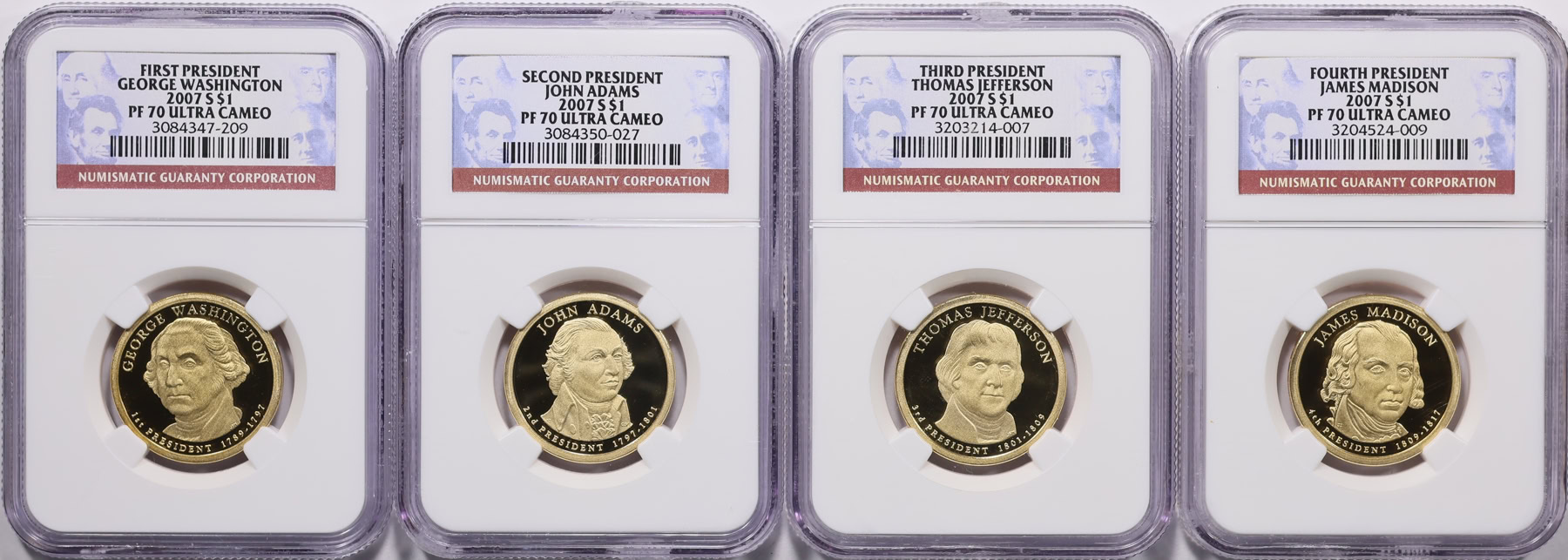 2007-S Presidential Dollar Set NGC Proof-70 UC (4 Coins) (Item 1695845 ...