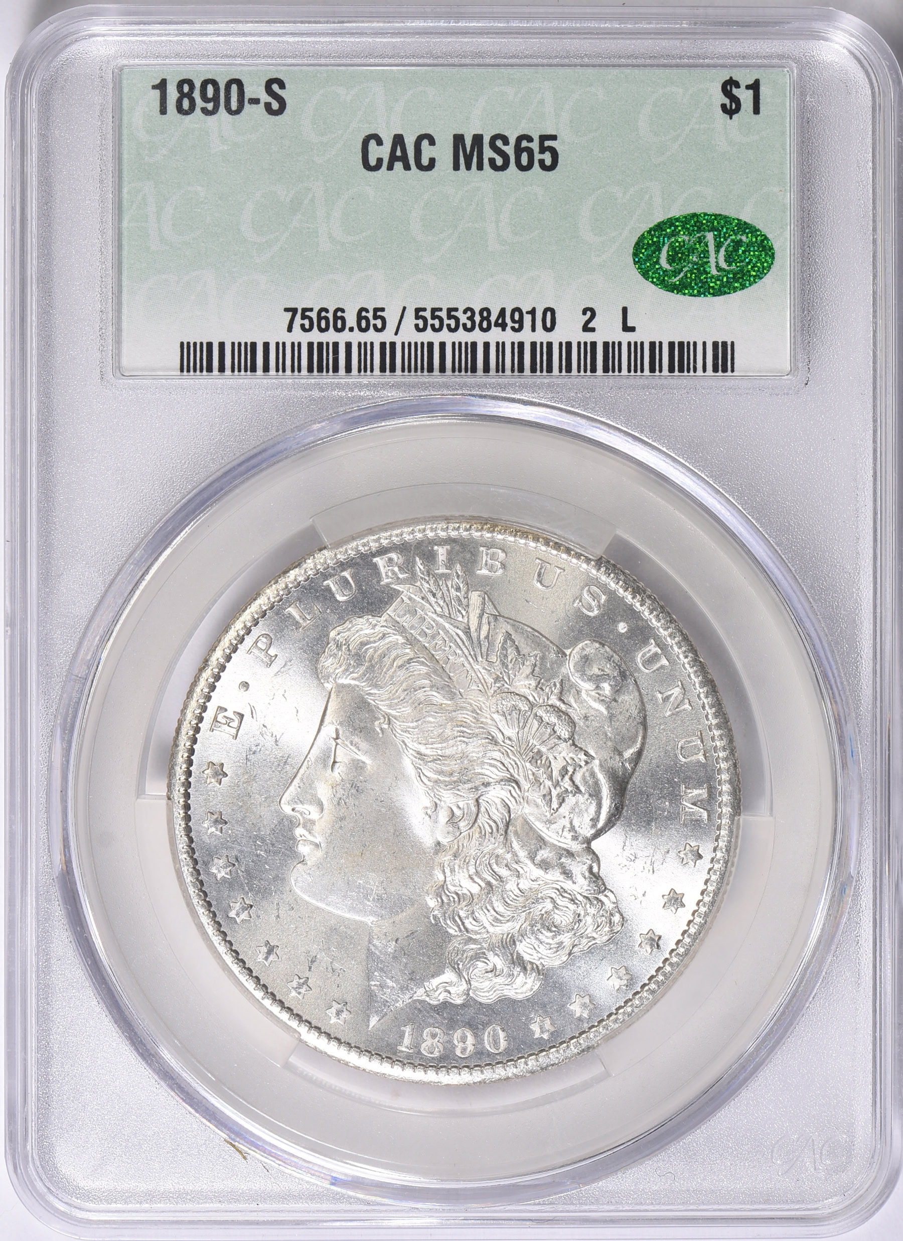 1890-S Morgan Silver Dollar CACG MS-65 (Item 1696032) | GreatCollections Coin Auctions