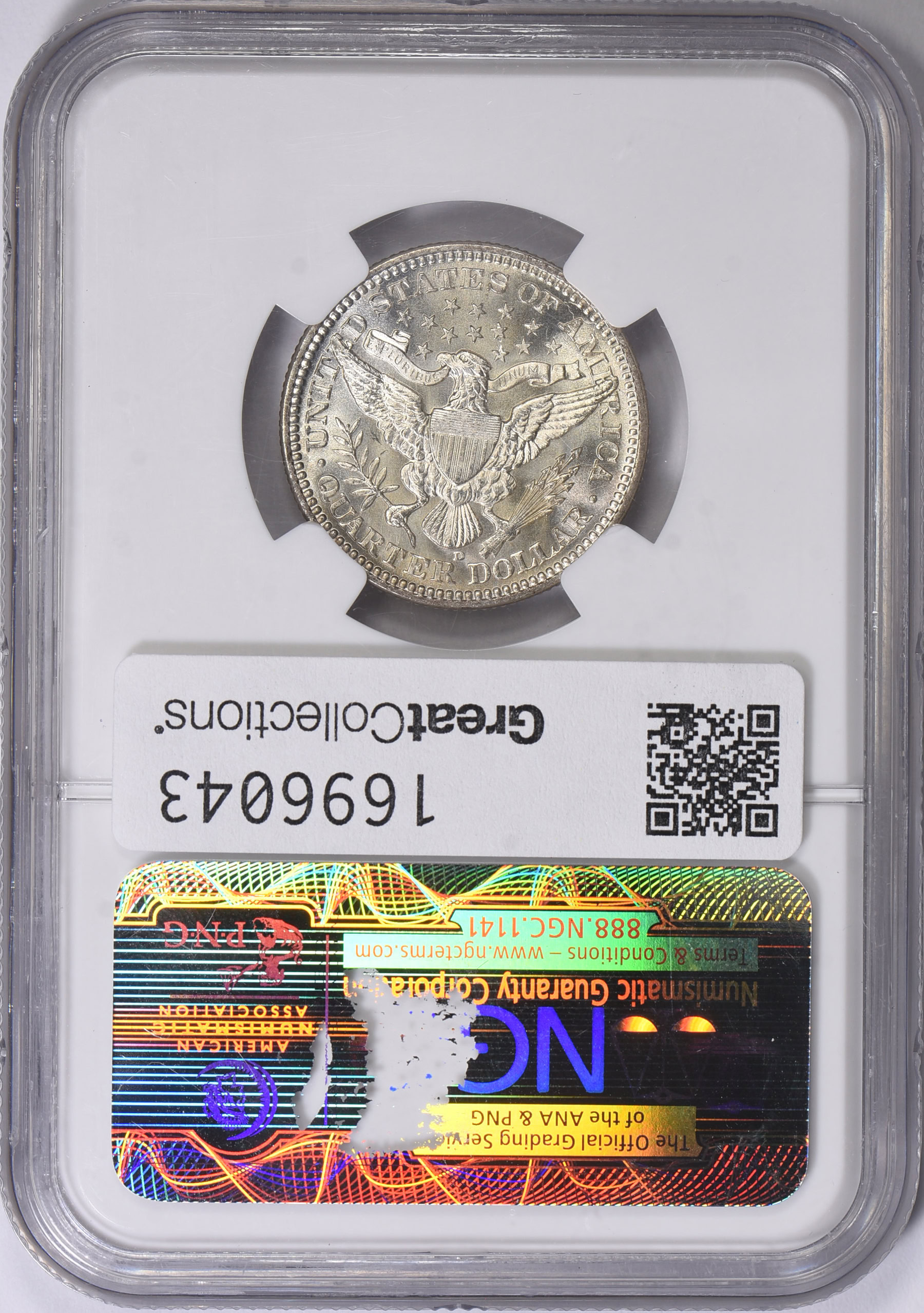 1916-D Barber Quarter NGC MS-66 (Item 1696043) | GreatCollections Coin ...