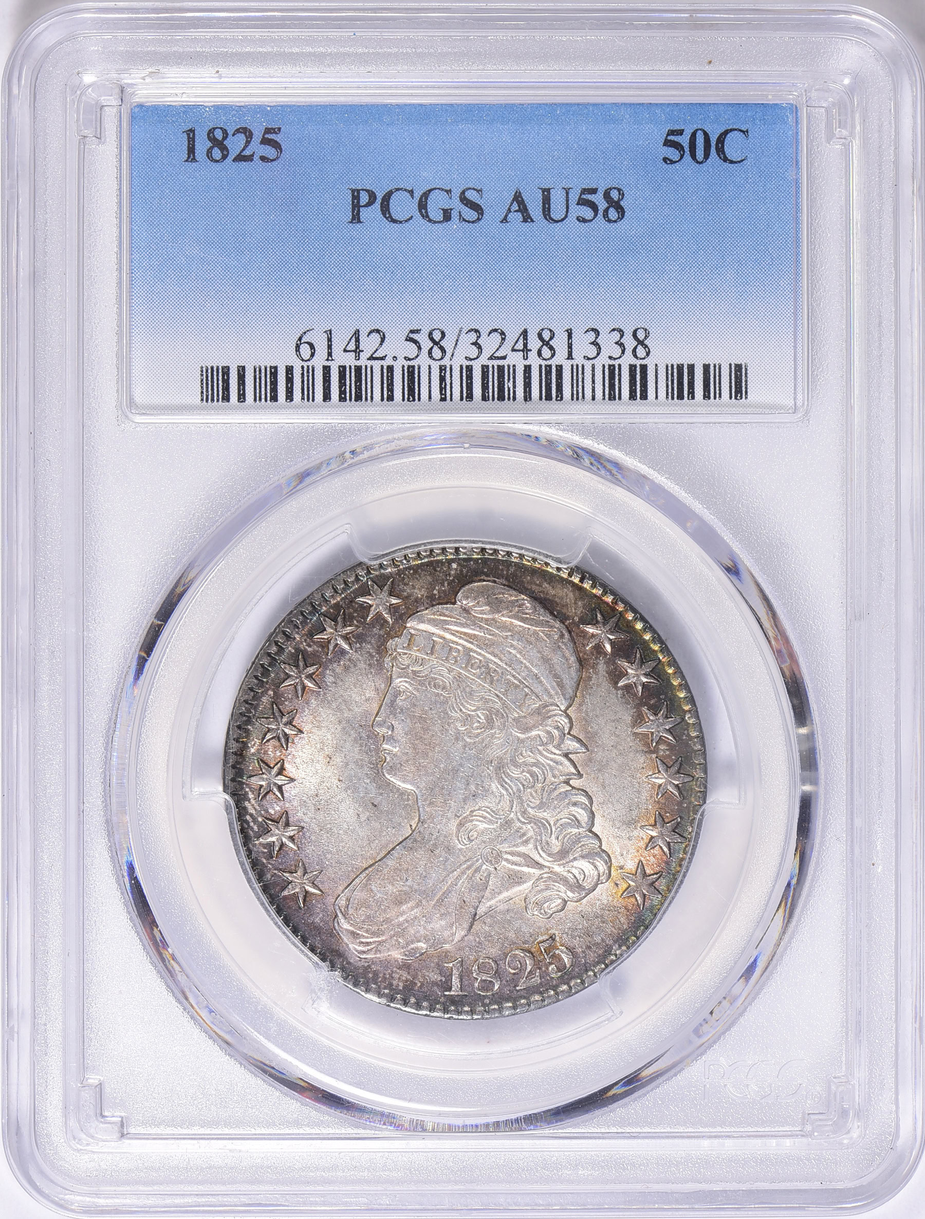 1825 Capped Bust Half Dollar PCGS AU-58 (Toned) (Item 1696123) | GreatCollections Coin Auctions