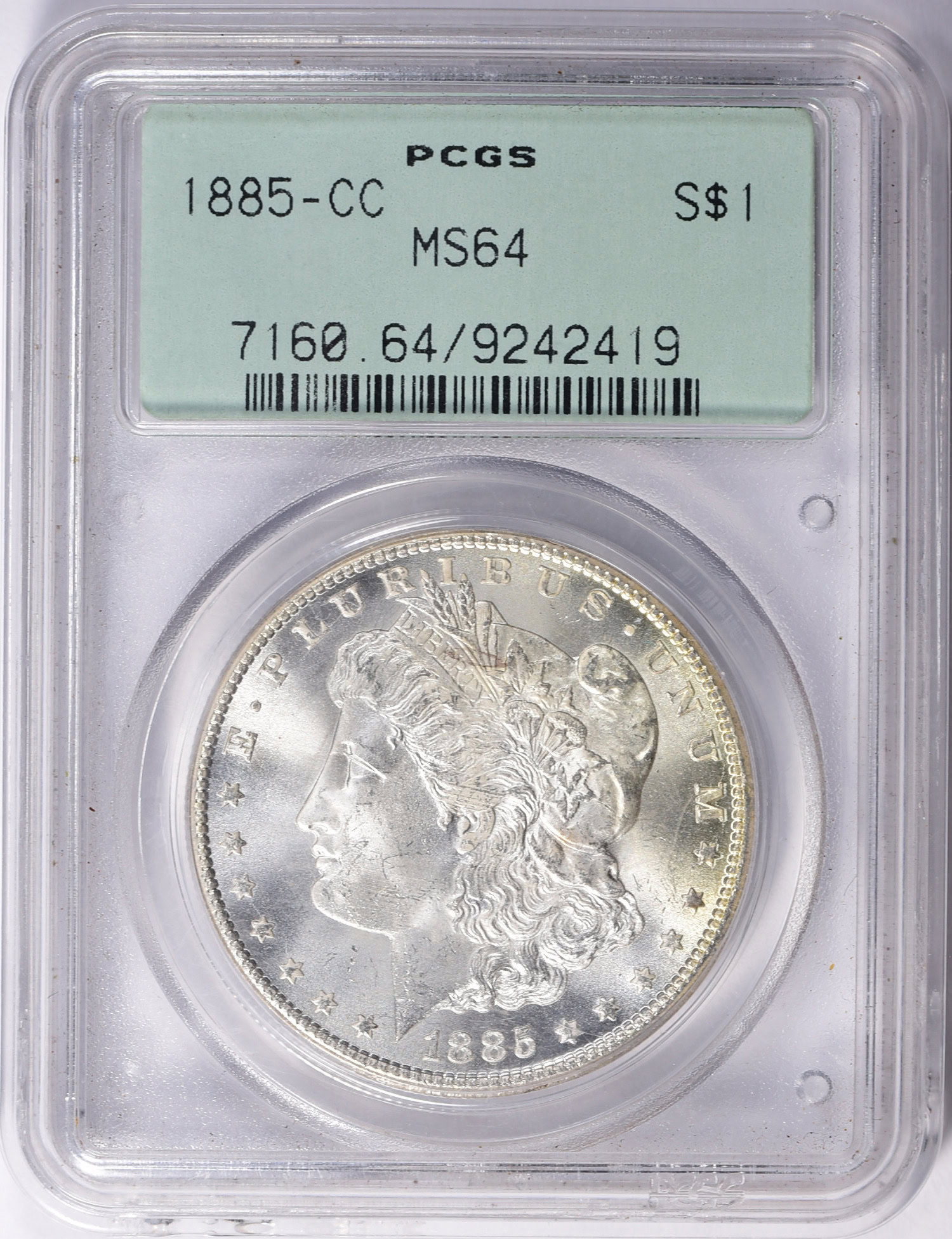 1885-CC Morgan Silver Dollar PCGS MS-64 OGH (2nd Gen) (Item 1696126) | GreatCollections Coin ...