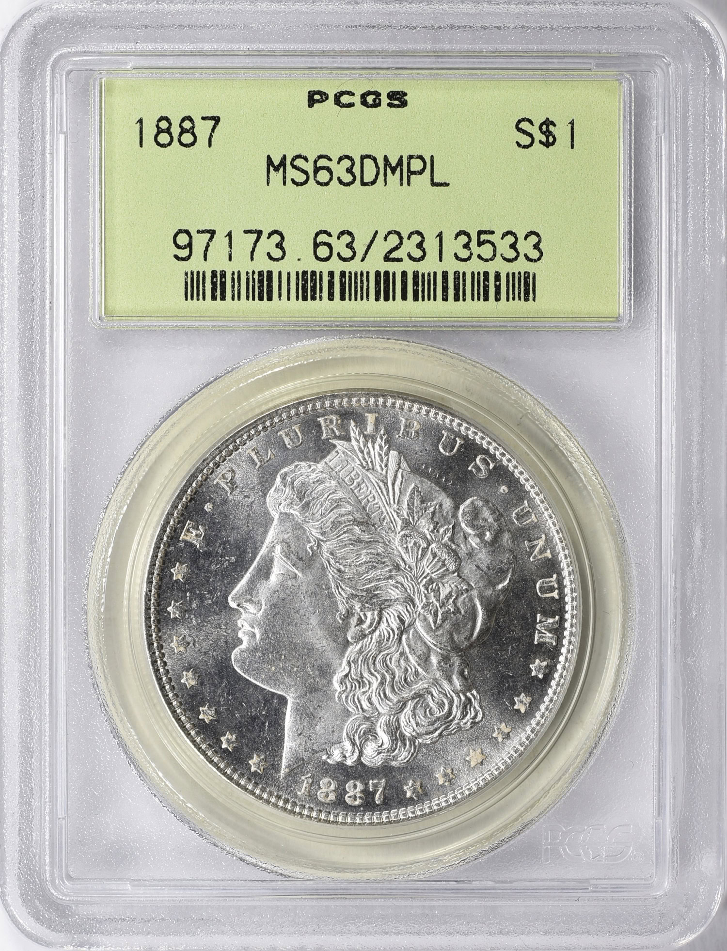 1887 Morgan Silver Dollar PCGS MS-63 DMPL OGH (Item 1696127) | GreatCollections Coin Auctions