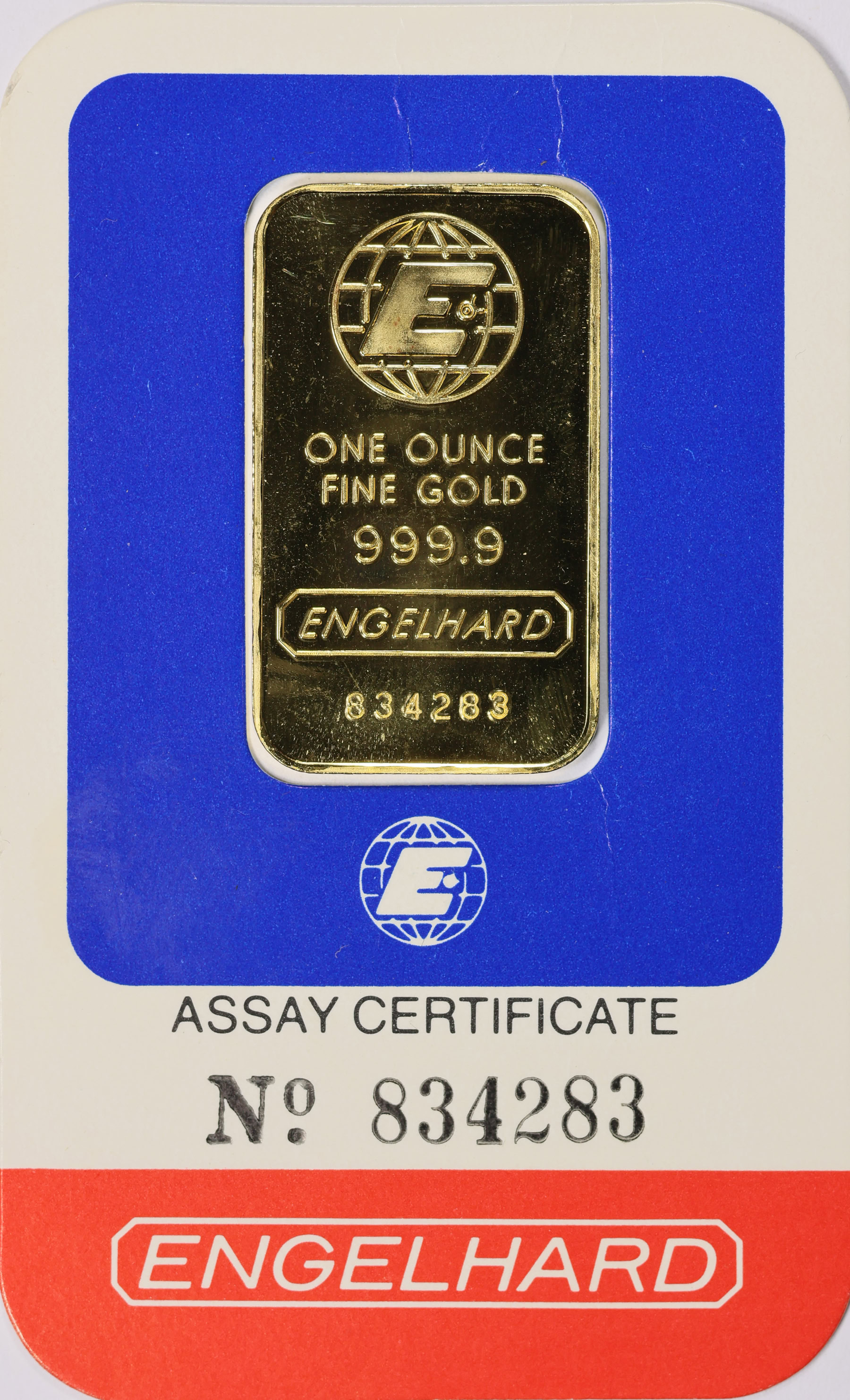 ND Gold 1oz Engelhard Ingot/Bar Uncertified With Card of Issue (AGW = 0 ...