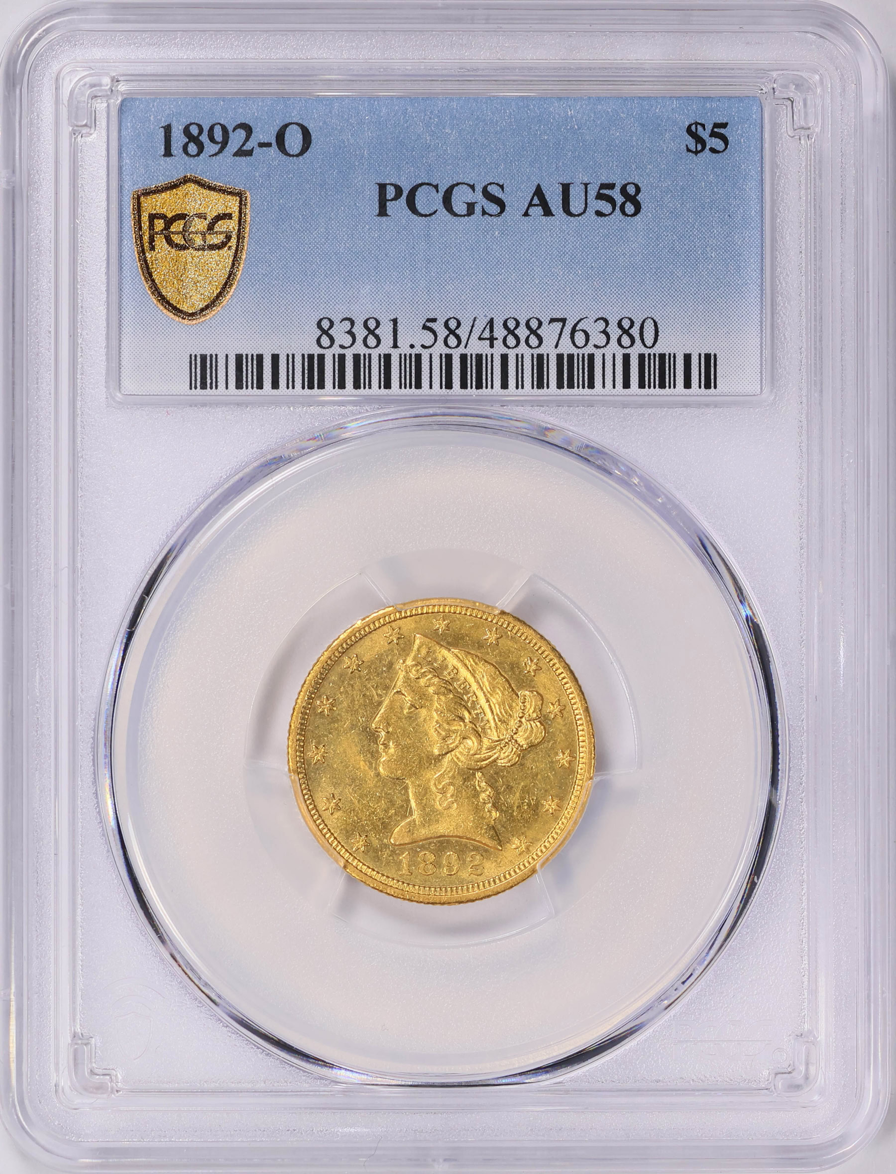 1892-O Liberty Gold Half Eagle PCGS AU-58 (Item 1696296) | GreatCollections Coin Auctions