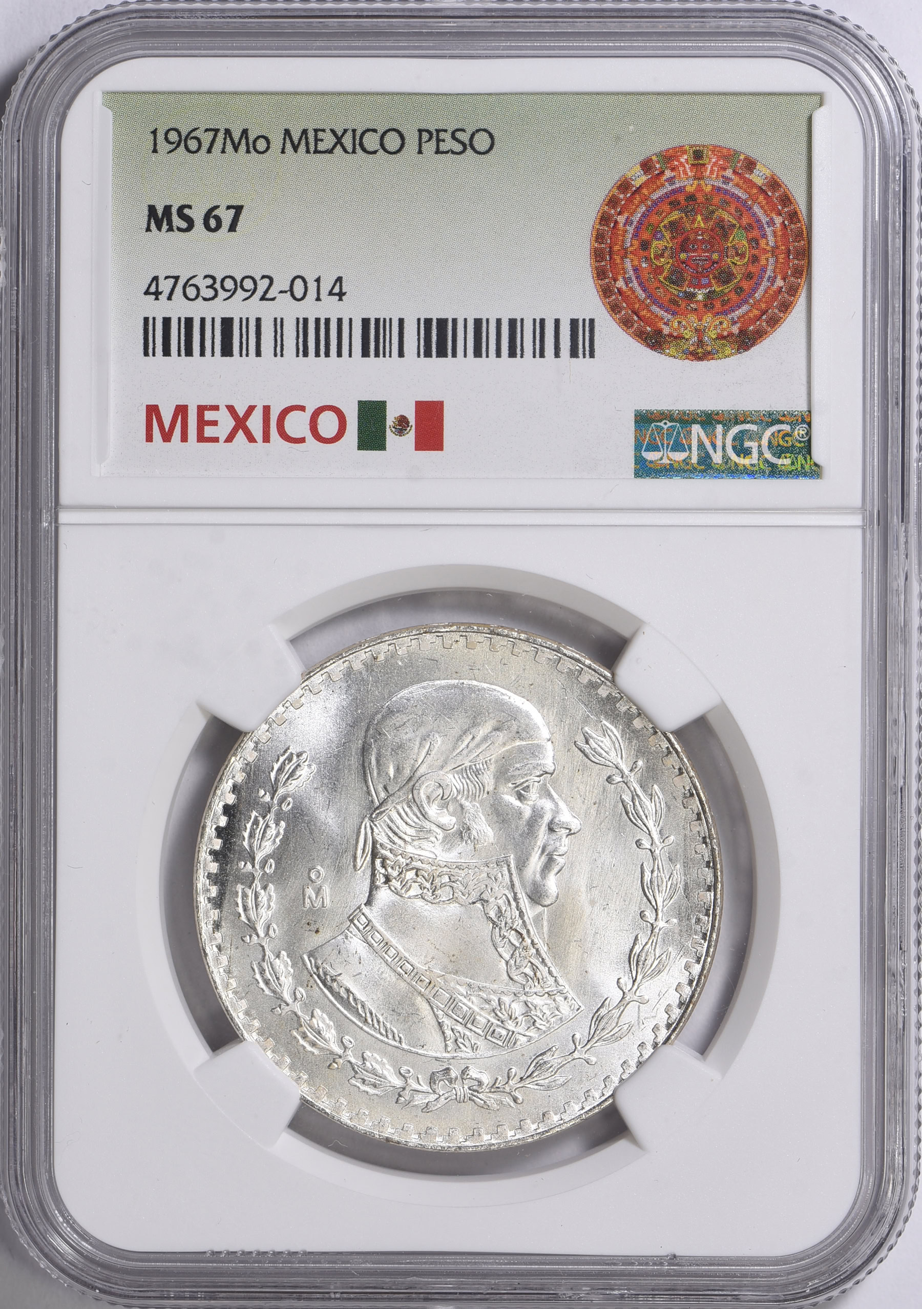Mexico 1967-Mo Silver Peso KM-459 NGC MS-67 (Item 1696361 ...