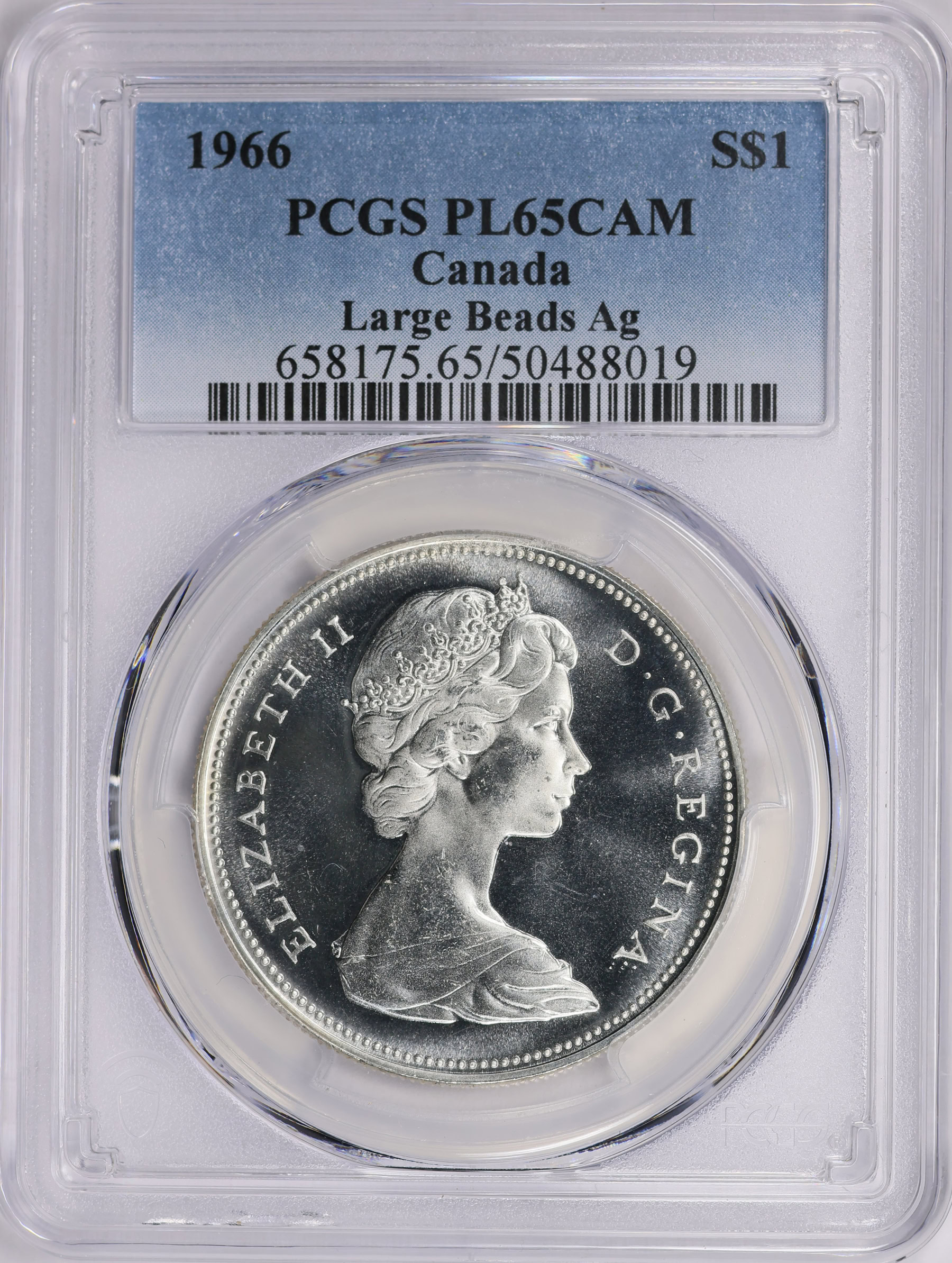 Canada 1966 Silver Dollar Large Beads KM-64.1 PCGS PL-65 CAMEO (Item 1696389) | GreatCollections ...