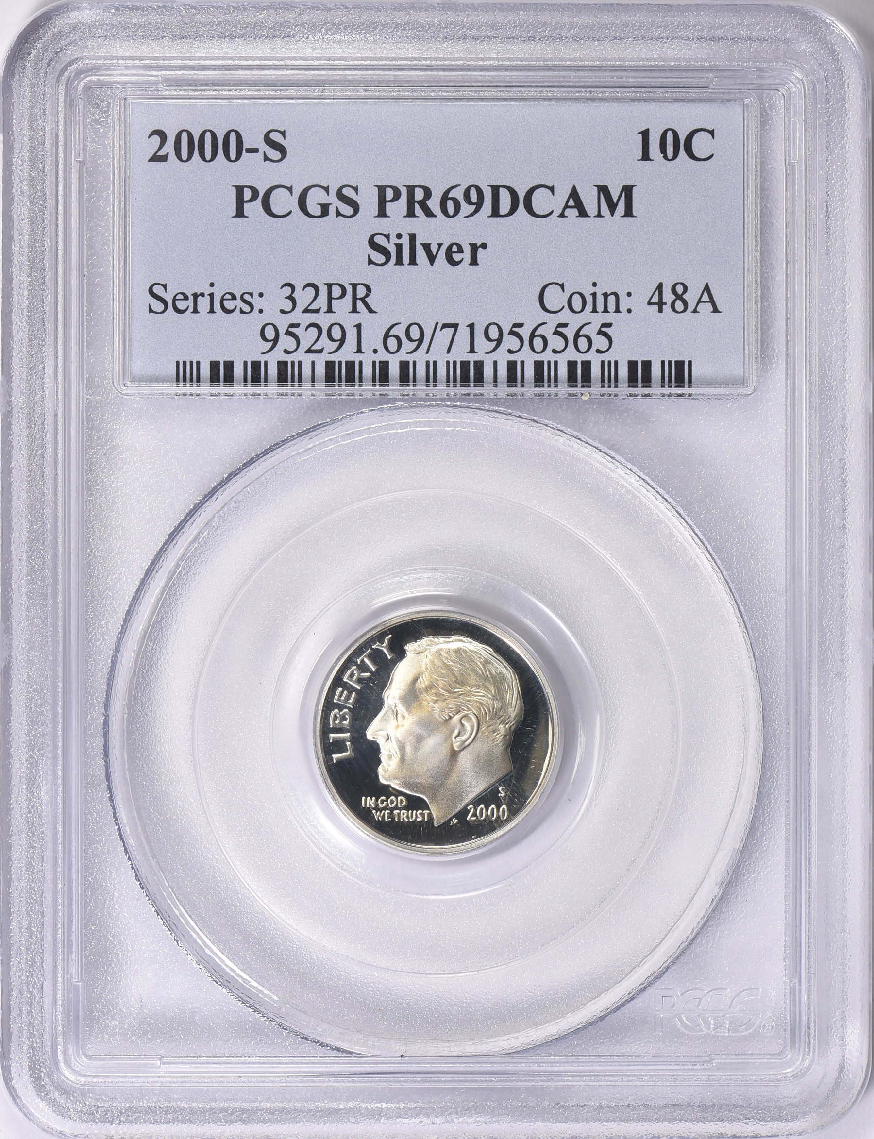2000-S Roosevelt Dime Silver PCGS Proof-69 DCAM (Item 1696406 ...