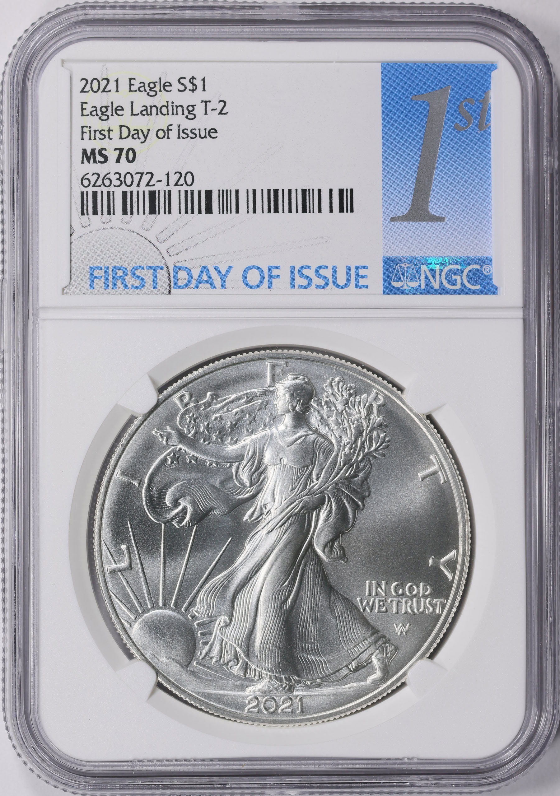 2021 $1 Silver Eagle Type 2 First Day of Issue NGC MS-70 (Item 1696606) | GreatCollections Coin ...
