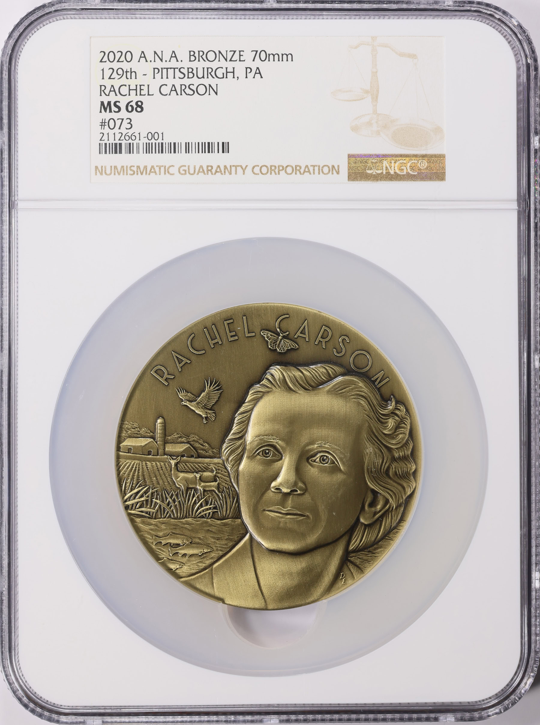 2020 Bronze 70mm Pittburgh, Pennsylvania ANA Rachel Carson Medal NGC MS ...