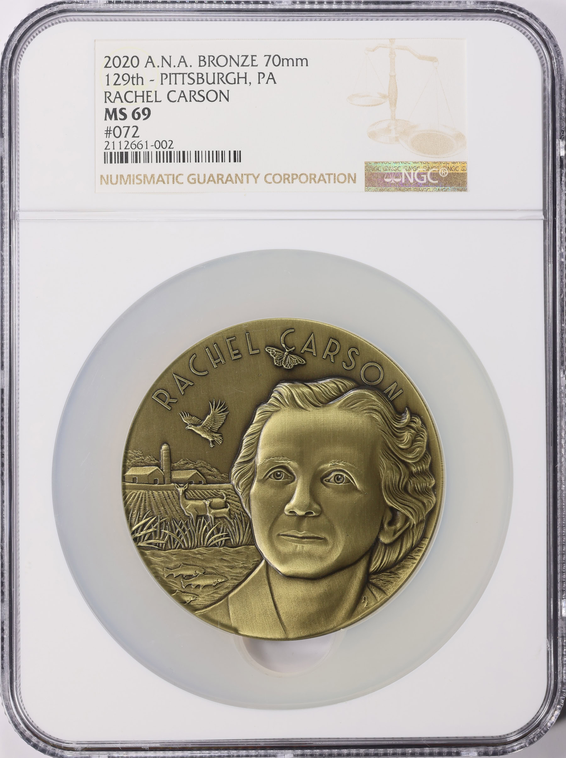 2020 Bronze 70mm Pittburgh, Pennsylvania ANA Rachel Carson Medal NGC MS ...