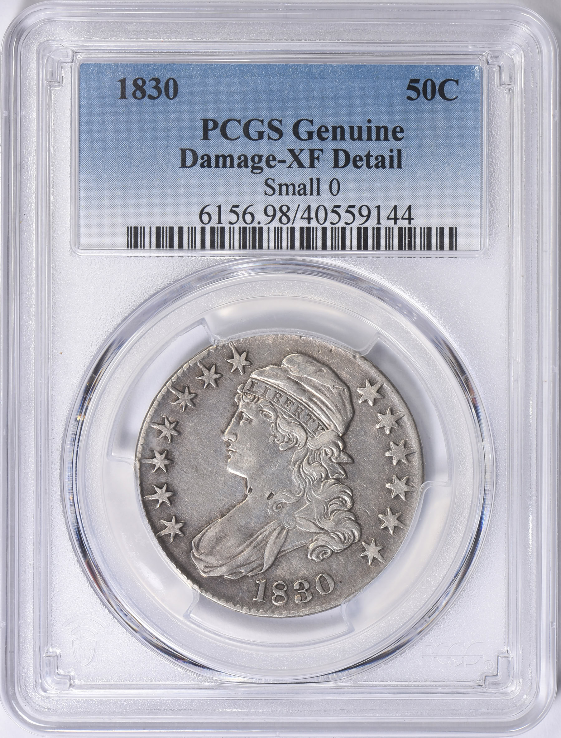 1830 Capped Bust Half Dollar Small 0 PCGS Genuine XF Details (Item 1696645) | GreatCollections ...