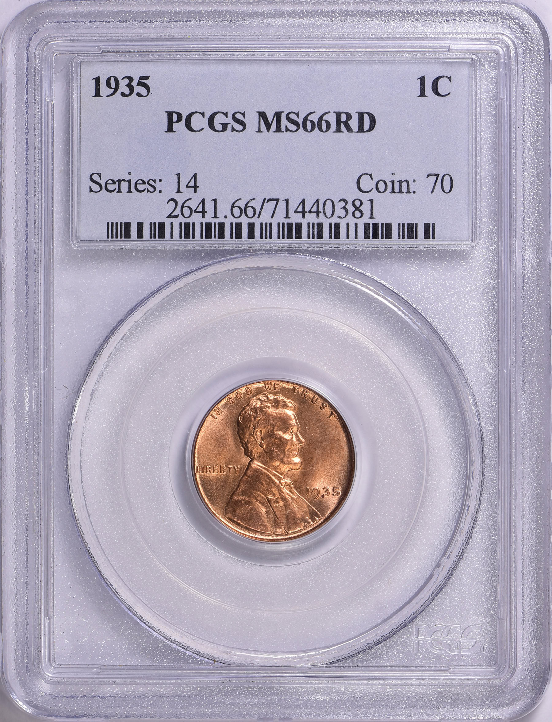1935 Lincoln Cent PCGS MS-66 RD (Item 1696734) | GreatCollections Coin ...