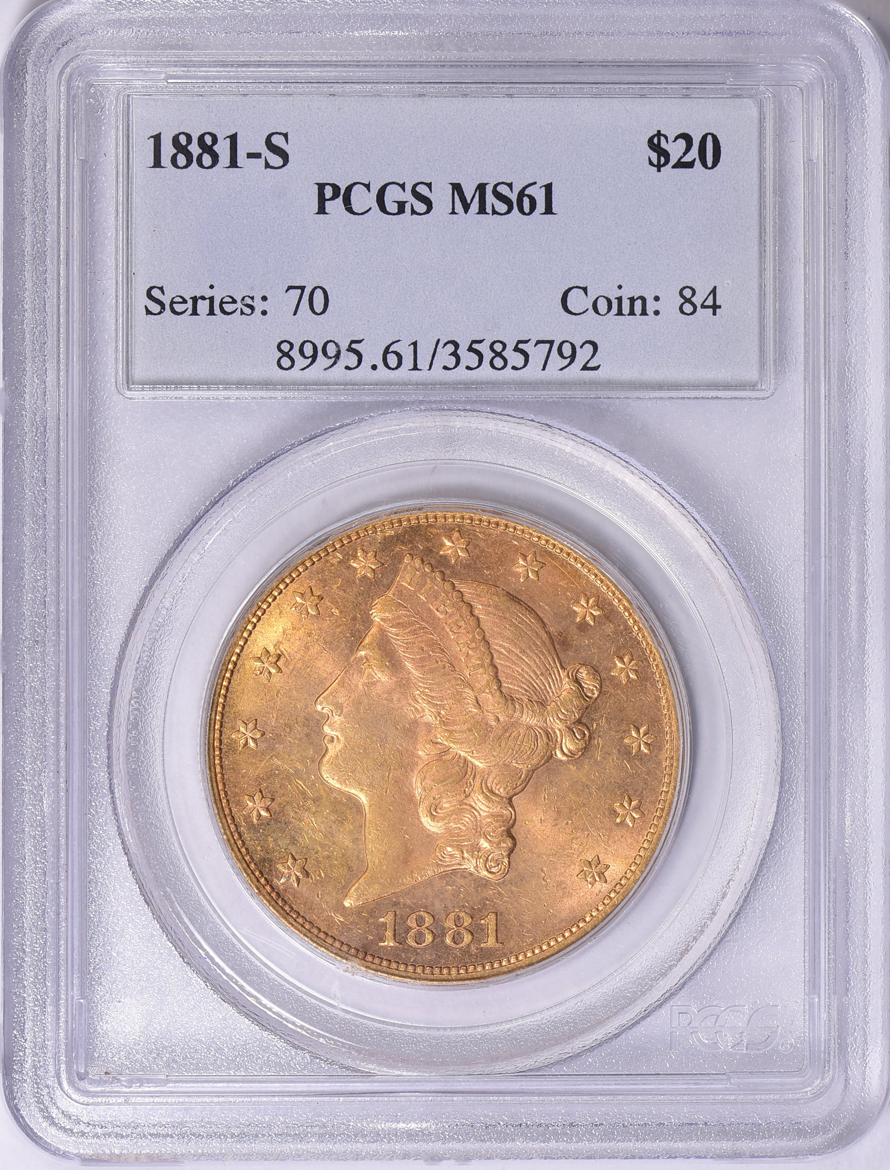 1881-S Liberty Gold Double Eagle PCGS MS-61 (Item 1696945) | GreatCollections Coin Auctions