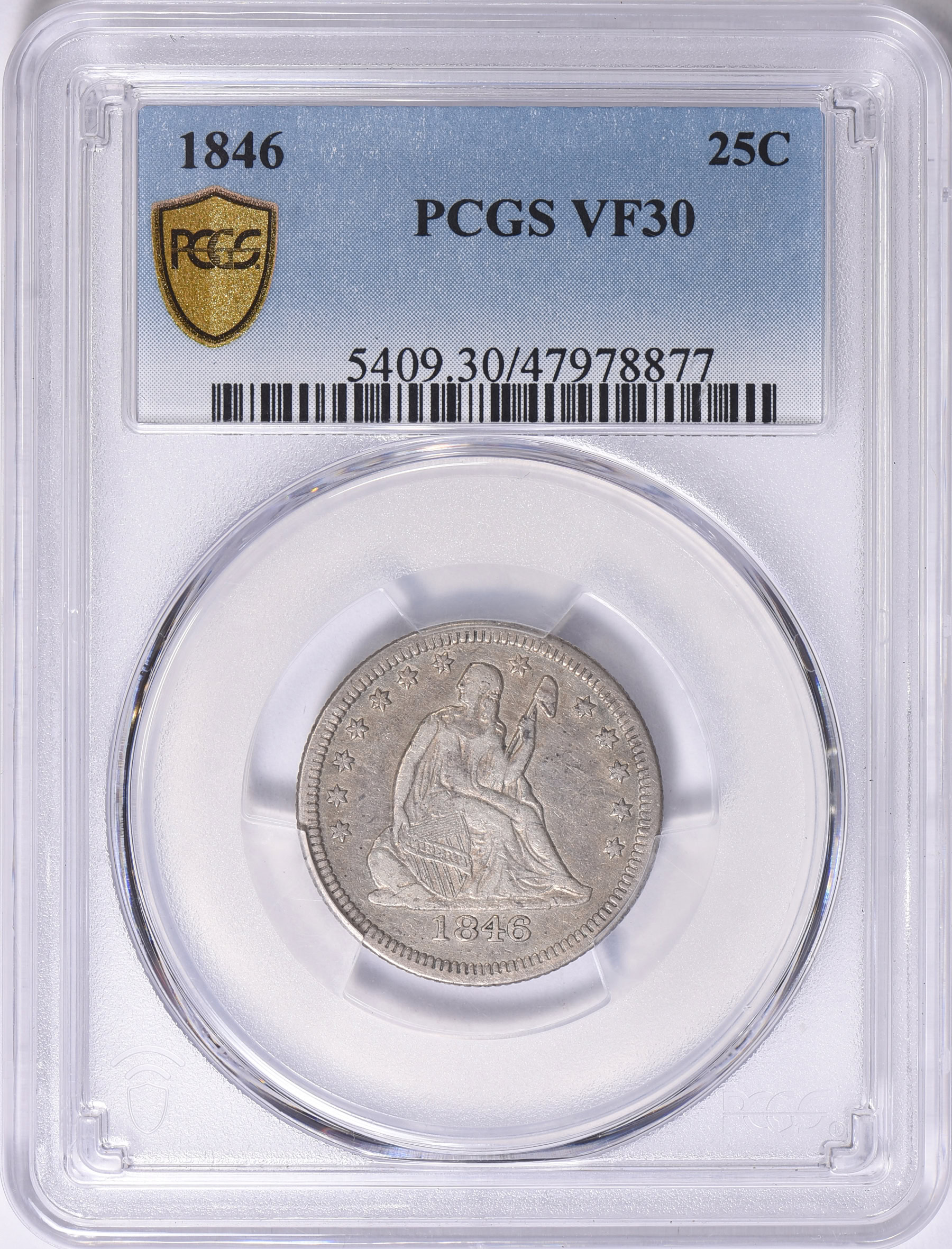 1846 Seated Liberty Quarter PCGS VF-30 (Item 1696967) | GreatCollections Coin Auctions