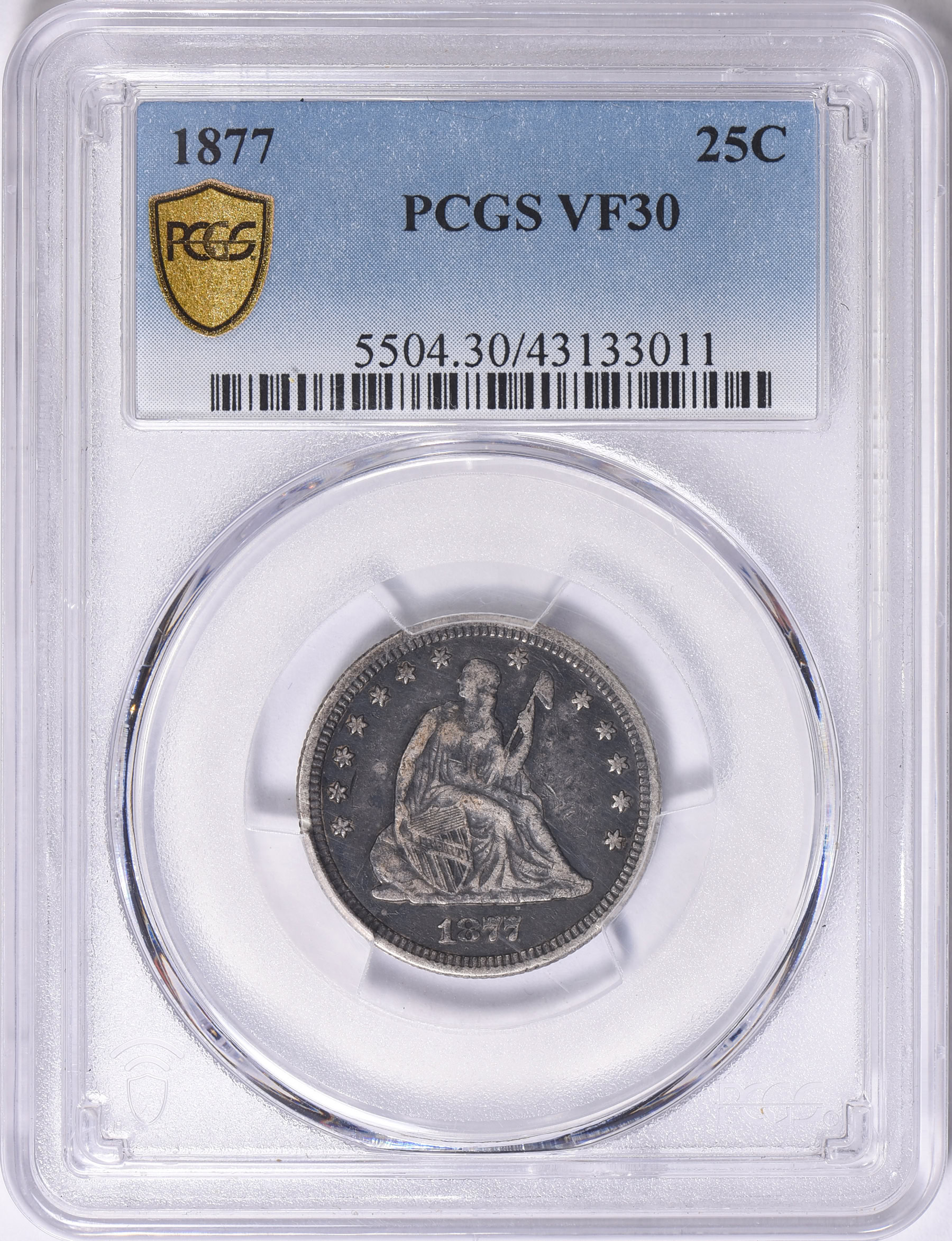1877 Seated Liberty Quarter PCGS VF-30 (Item 1696969) | GreatCollections Coin Auctions