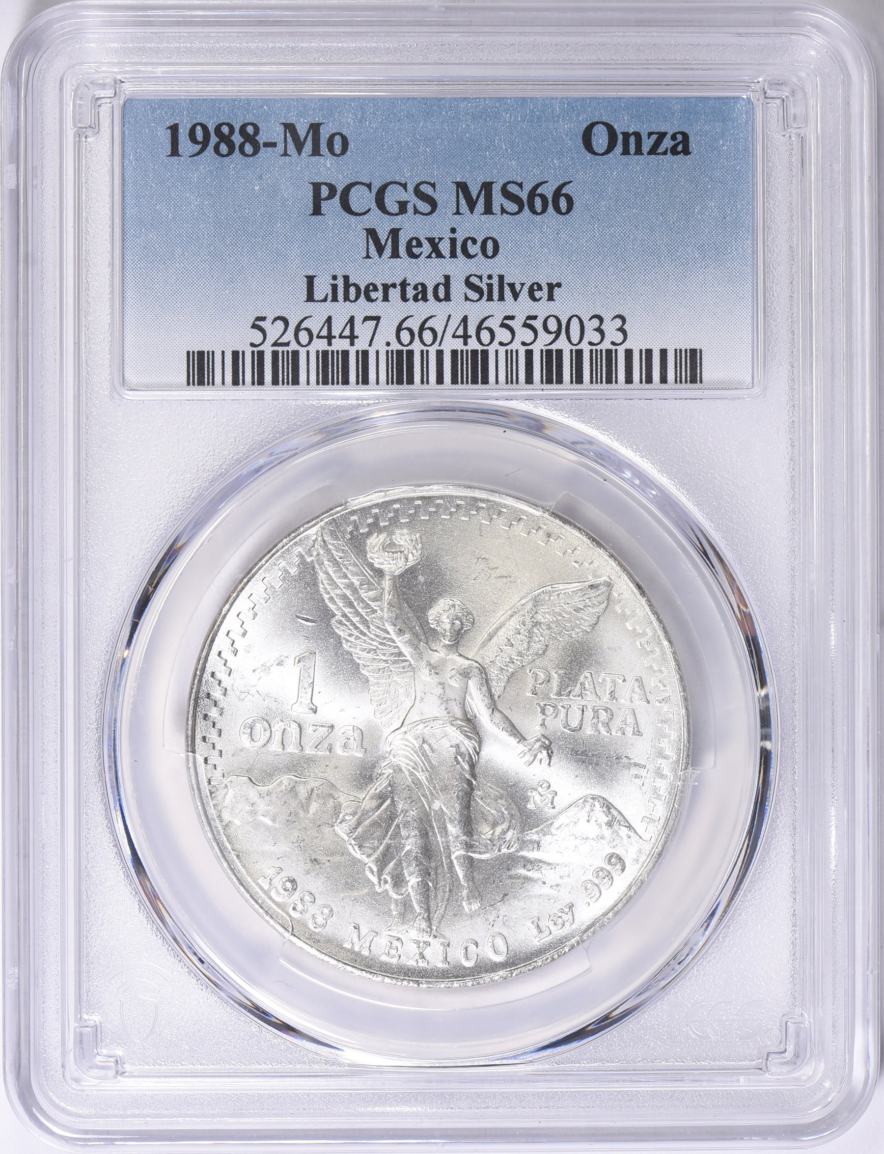 Mexico 1988-Mo Silver Onza Libertad KM-494.1 PCGS MS-66 (Item 1697173) | GreatCollections Coin ...