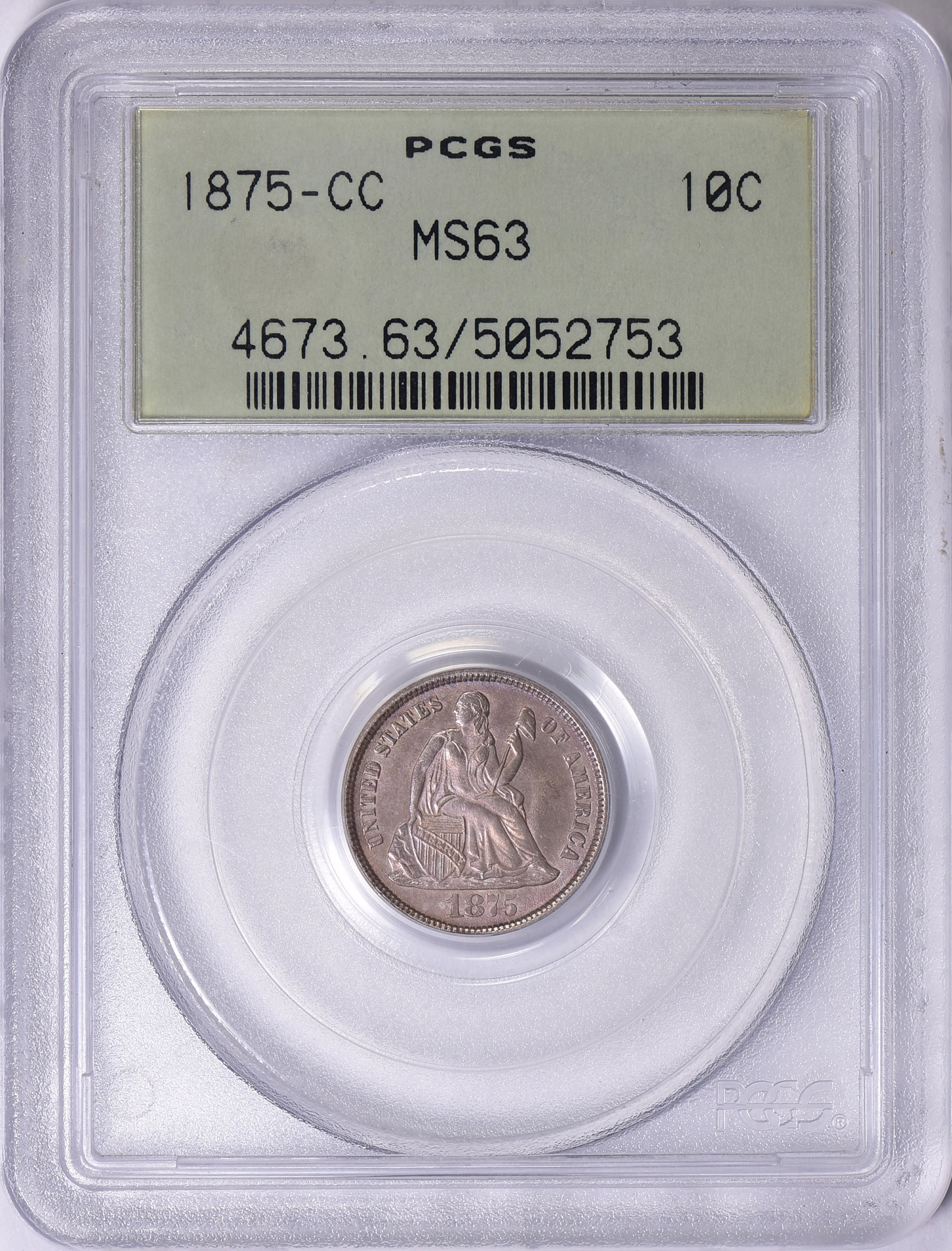 1875-CC Seated Liberty Dime PCGS MS-63 OH (Item 1697304 ...