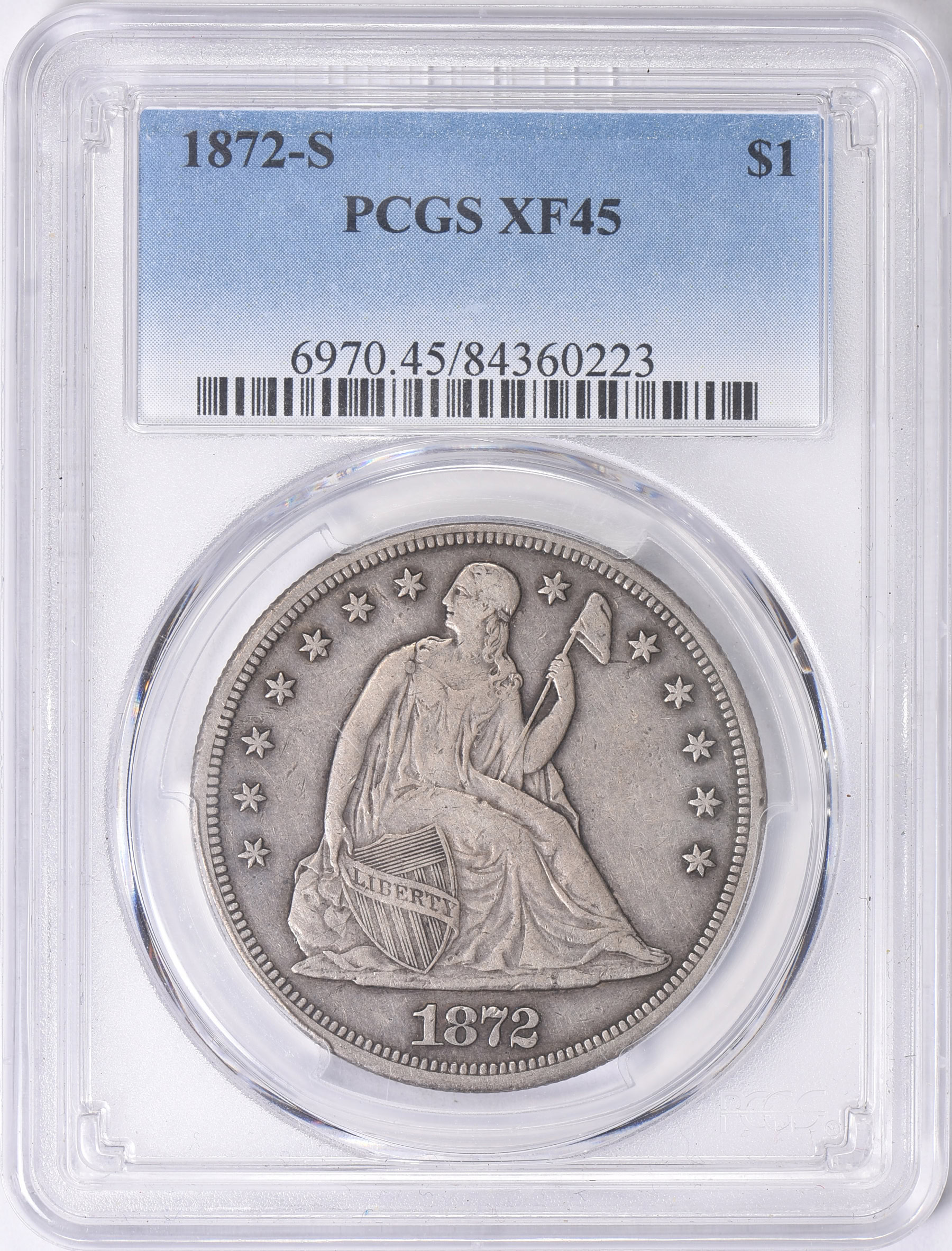 1872-S Seated Liberty Silver Dollar PCGS XF-45 (Item 1697309) | GreatCollections Coin Auctions
