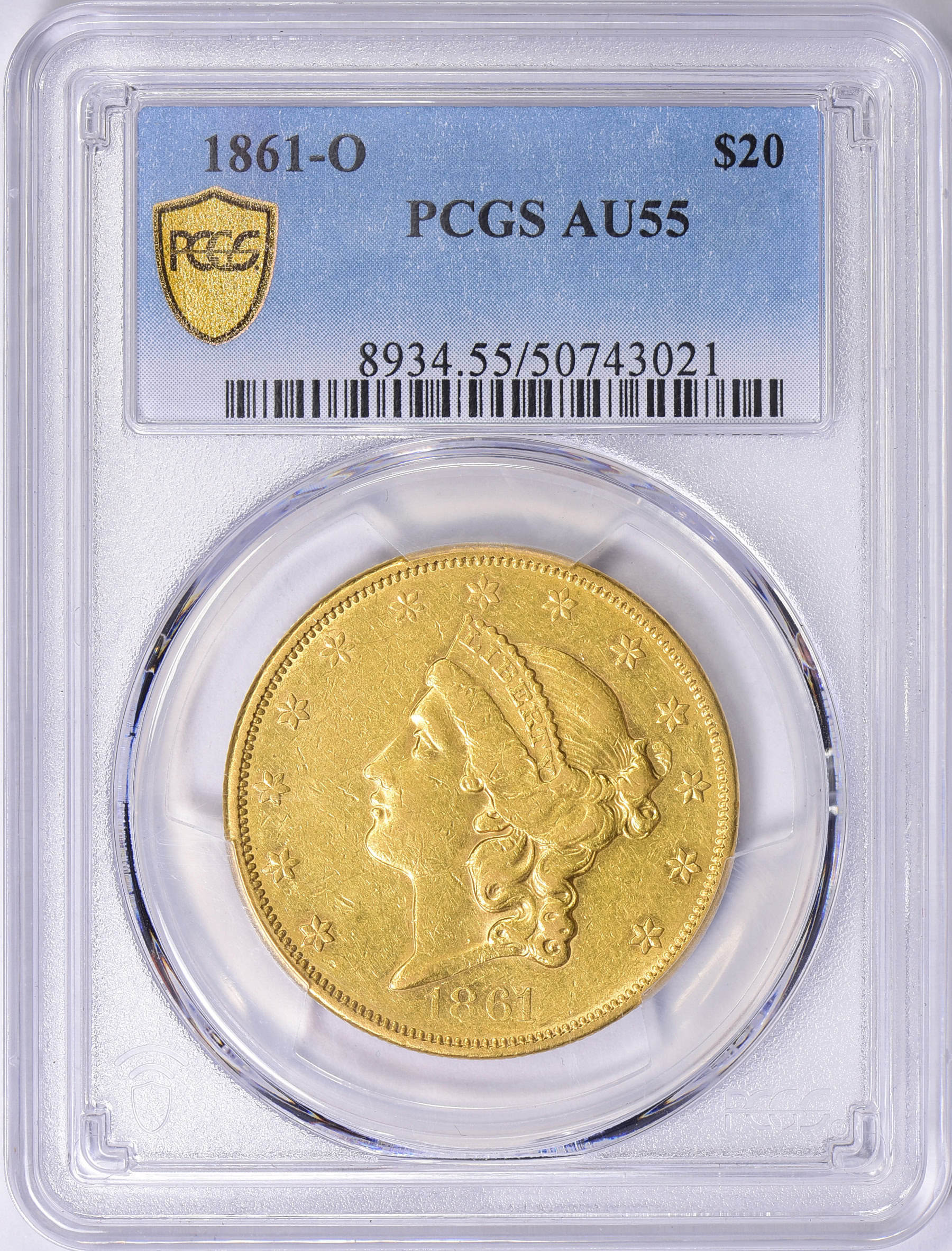 1861-O Liberty Gold Double Eagle PCGS AU-55 (Item 1697407) | GreatCollections Coin Auctions