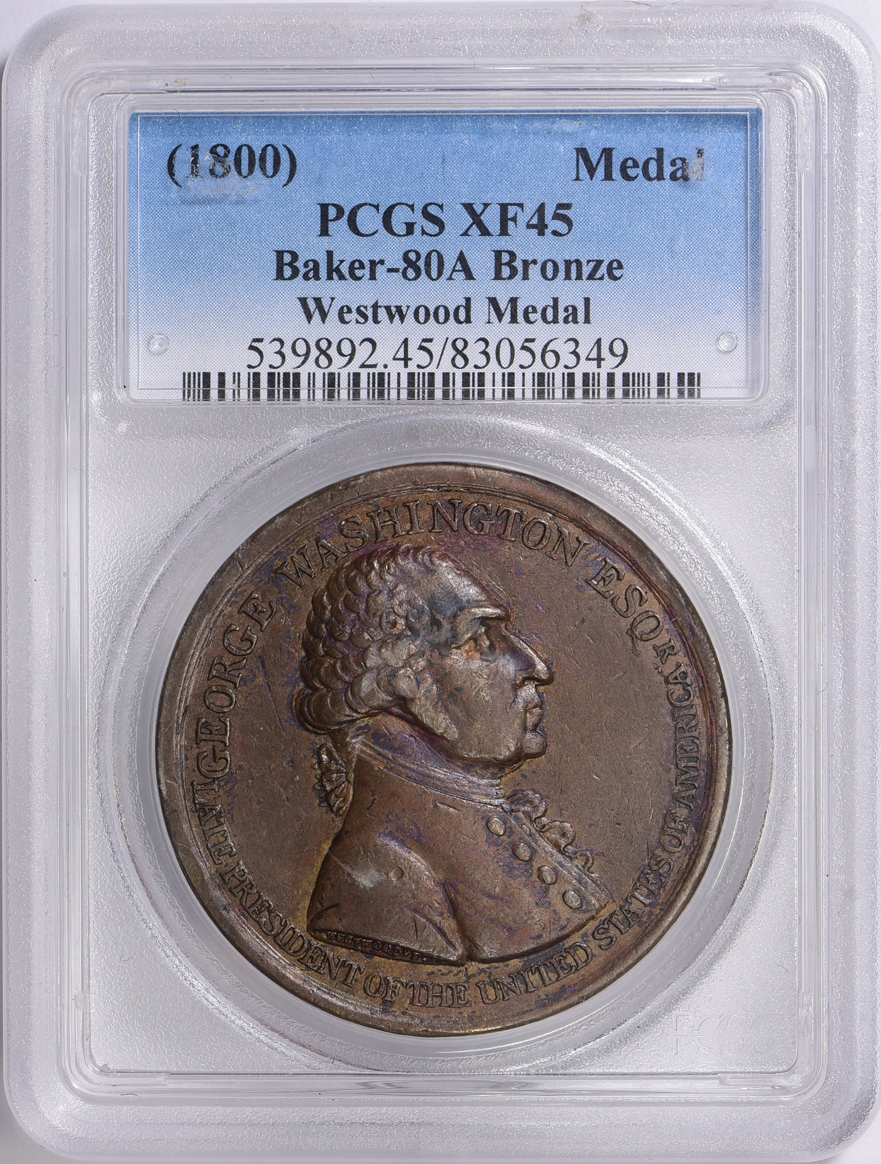 (c.1800) Bronze 40mm George Washington Westwood Medal , 2nd Reverse GW ...