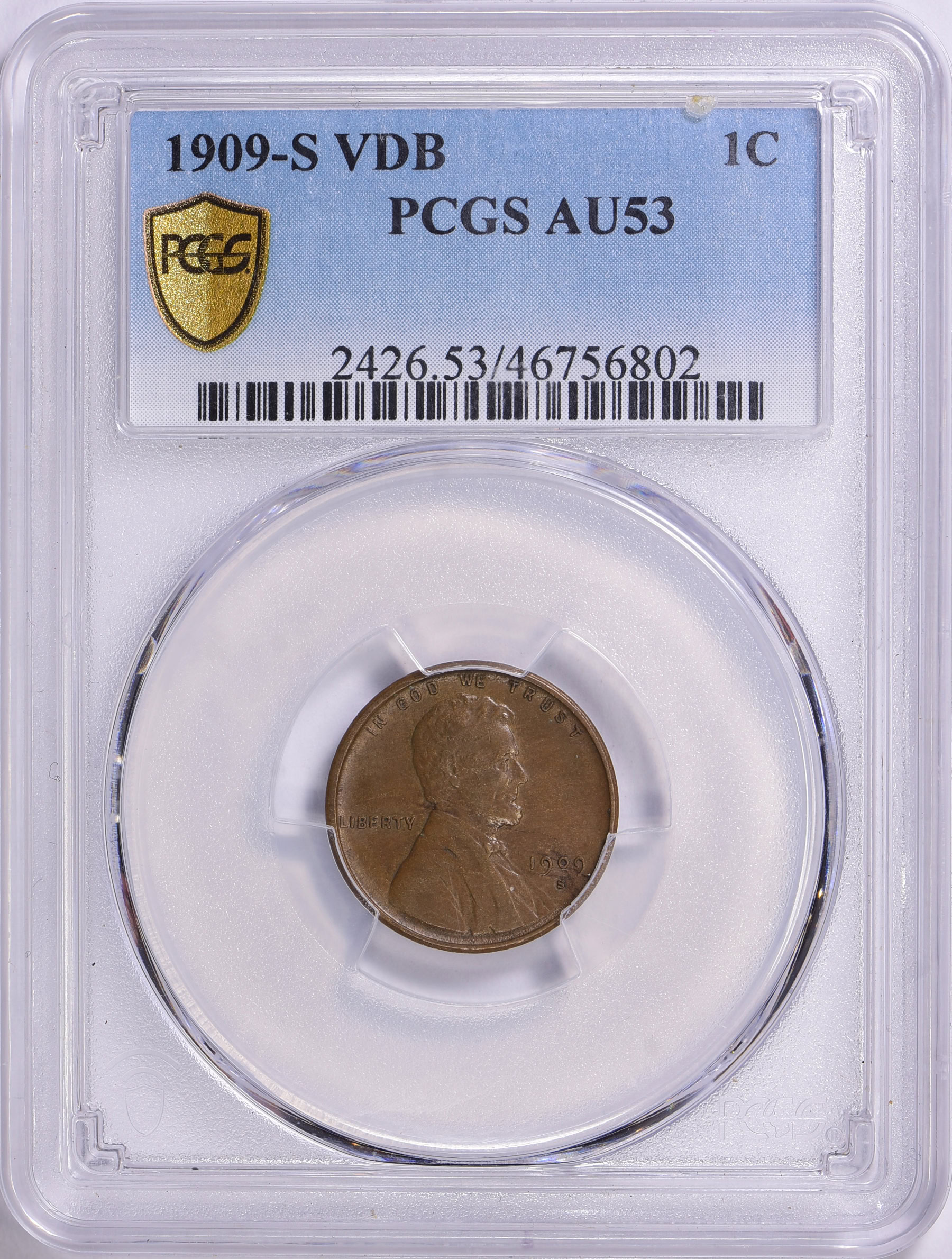 1909-S Lincoln Cent V.D.B. PCGS AU-53 BN (Item 1697520 ...