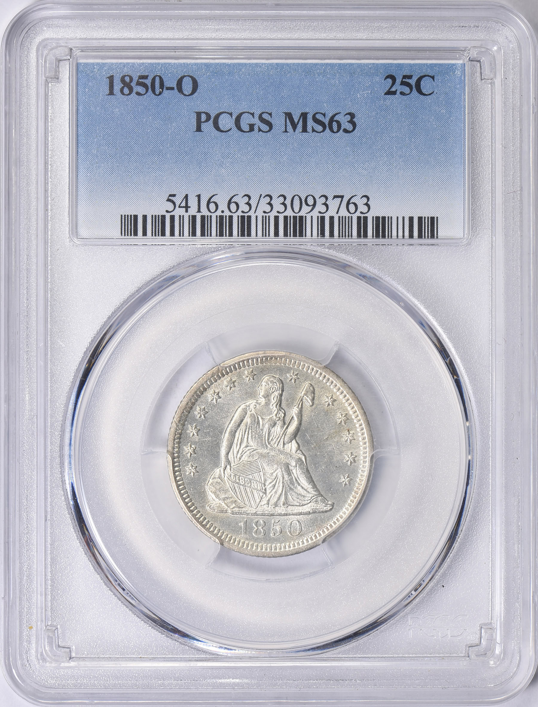 1850-O Seated Liberty Quarter PCGS MS-63 (Item 1697660 ...