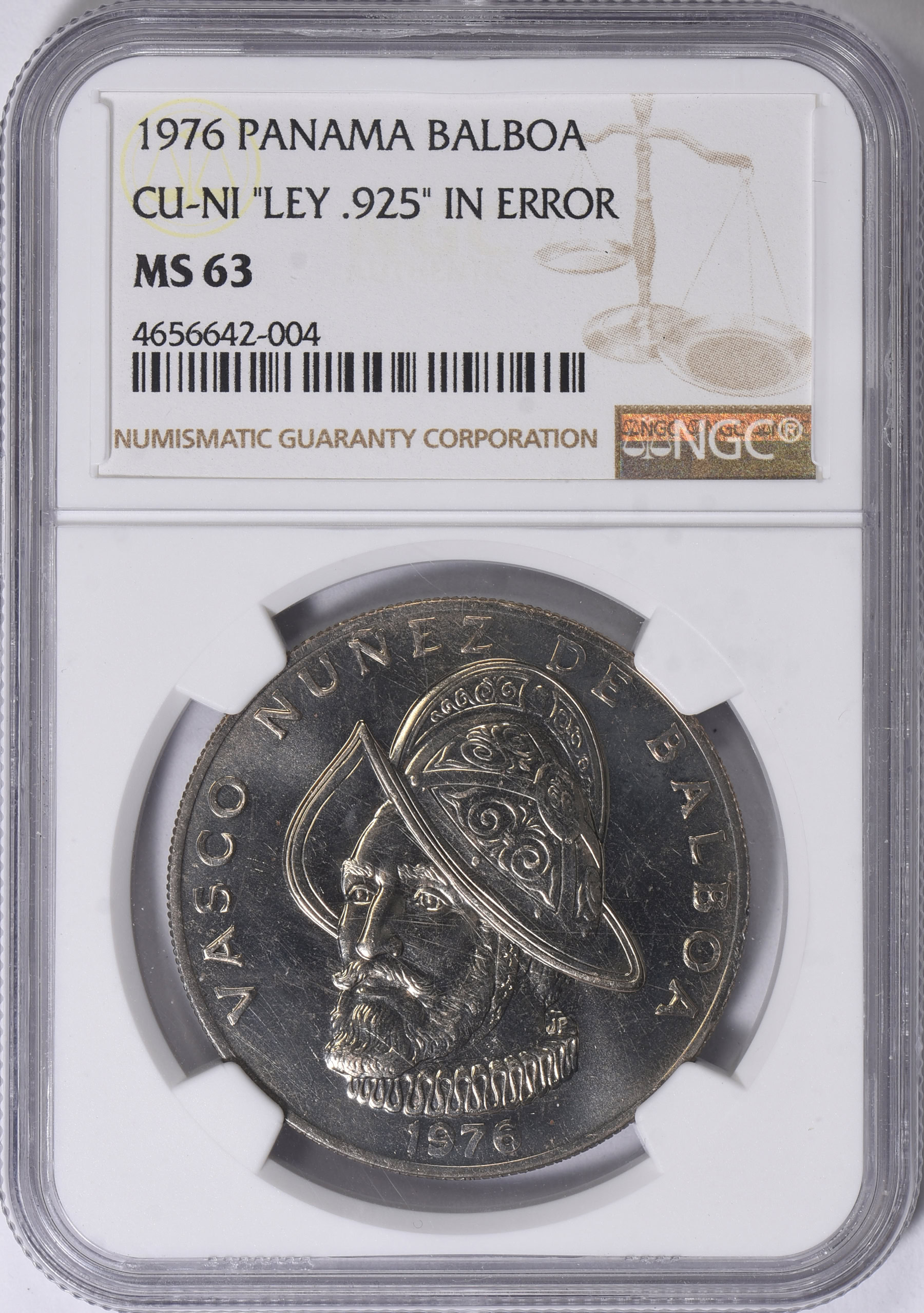 Panama 1976 5 Balboas Erroneous LEY 0.925 KM-39.2 NGC MS-63 (Item ...