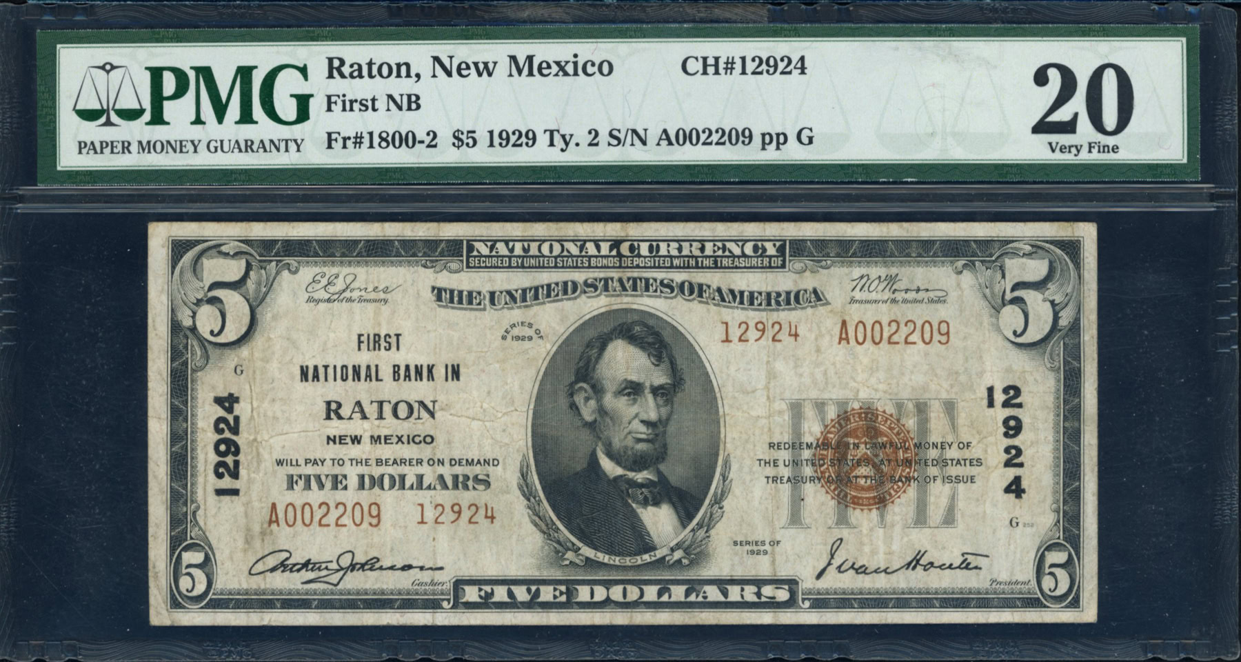 Fr. 1800-2 Raton, New Mexico 1929 Type 2 First National Bank $5 Note ...