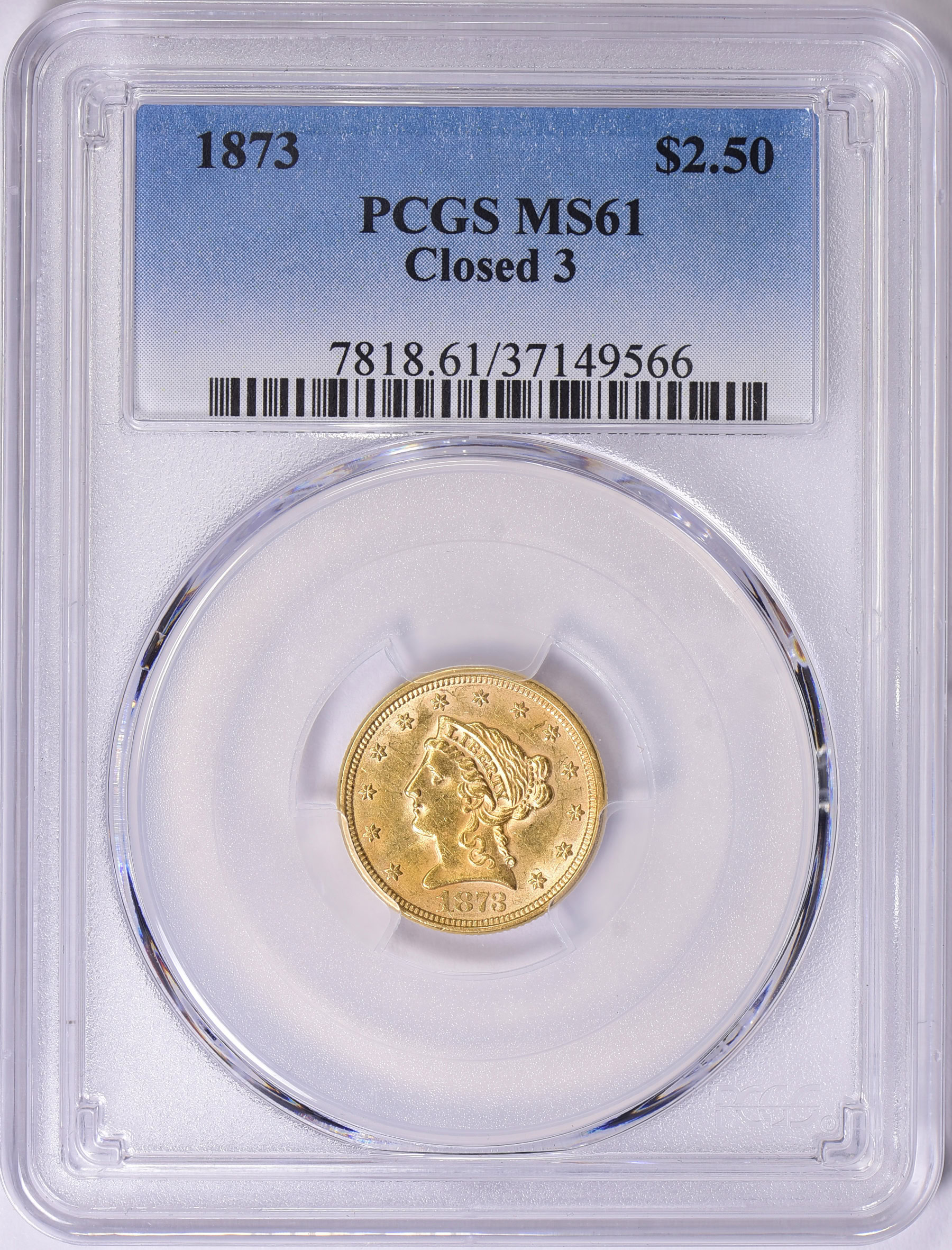 1873 Liberty Gold Quarter Eagle Closed 3 PCGS MS-61 (Item 1697957) | GreatCollections Coin Auctions