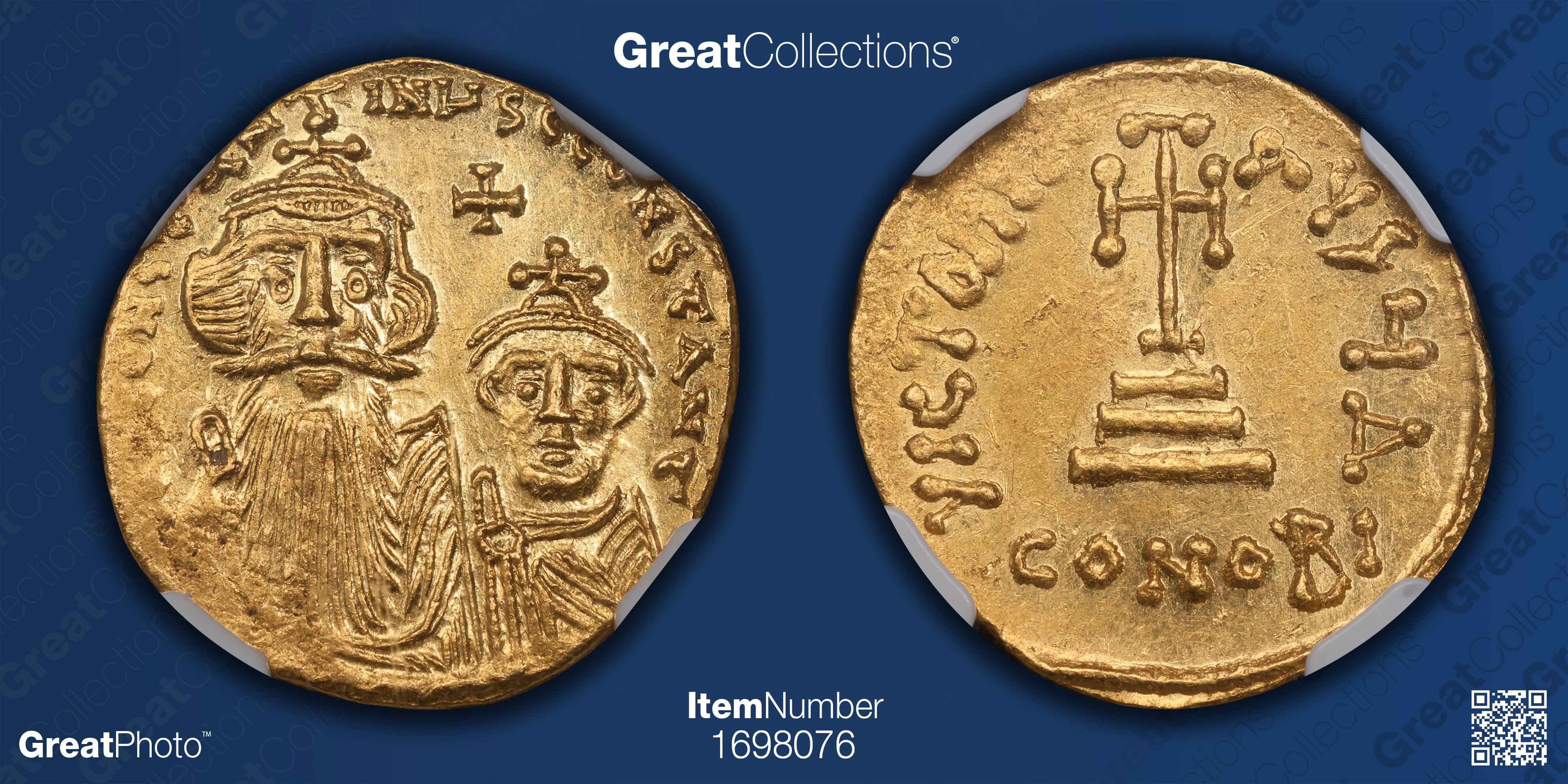 Ancient Byzantine Empire, Constans II with Constantine IV (A.D. 641-668 ...