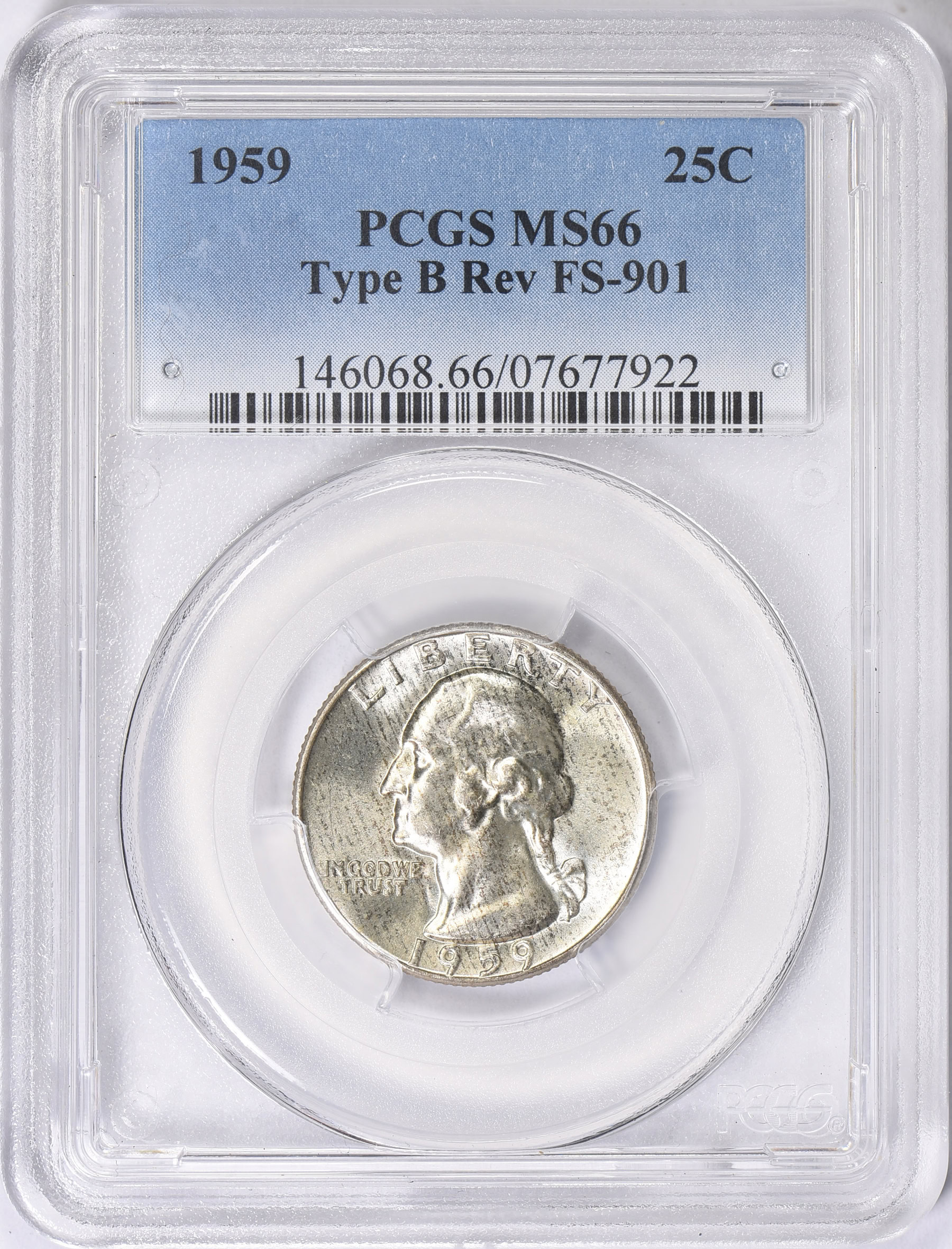 1959 Washington Quarter Type B Reverse FS-901 PCGS MS-66 (Item 1698232) | GreatCollections Coin ...